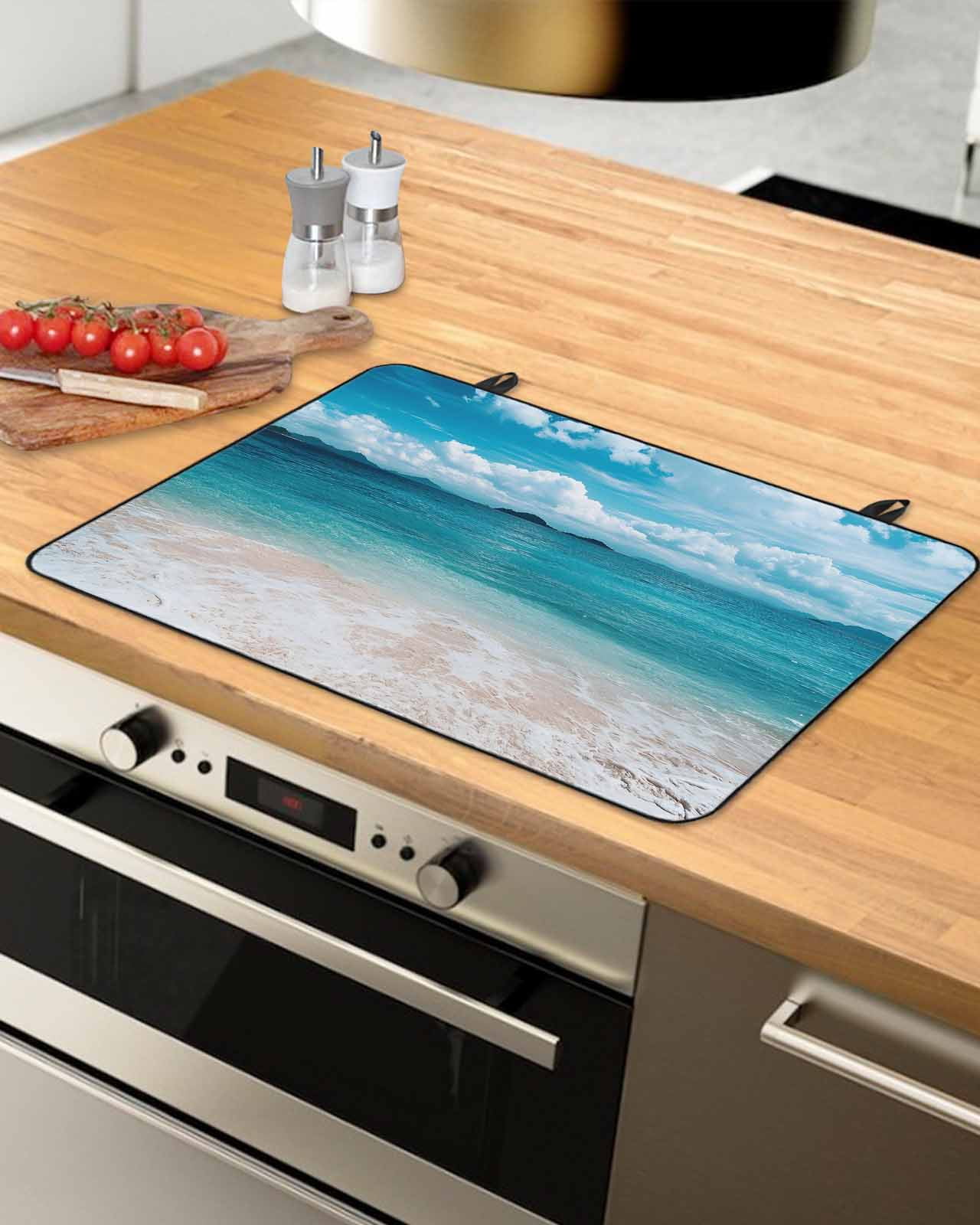 nqOlkjepod Large Induction Cooktop Protector Mat 24"x21", Coastal Beach ...