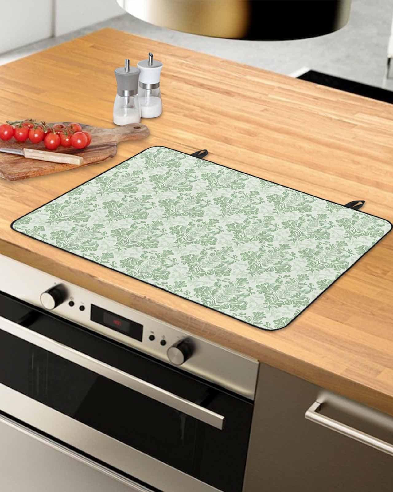 nqOlkjepod Large Induction Cooktop Protector Mat 24"x21", Green Scroll ...
