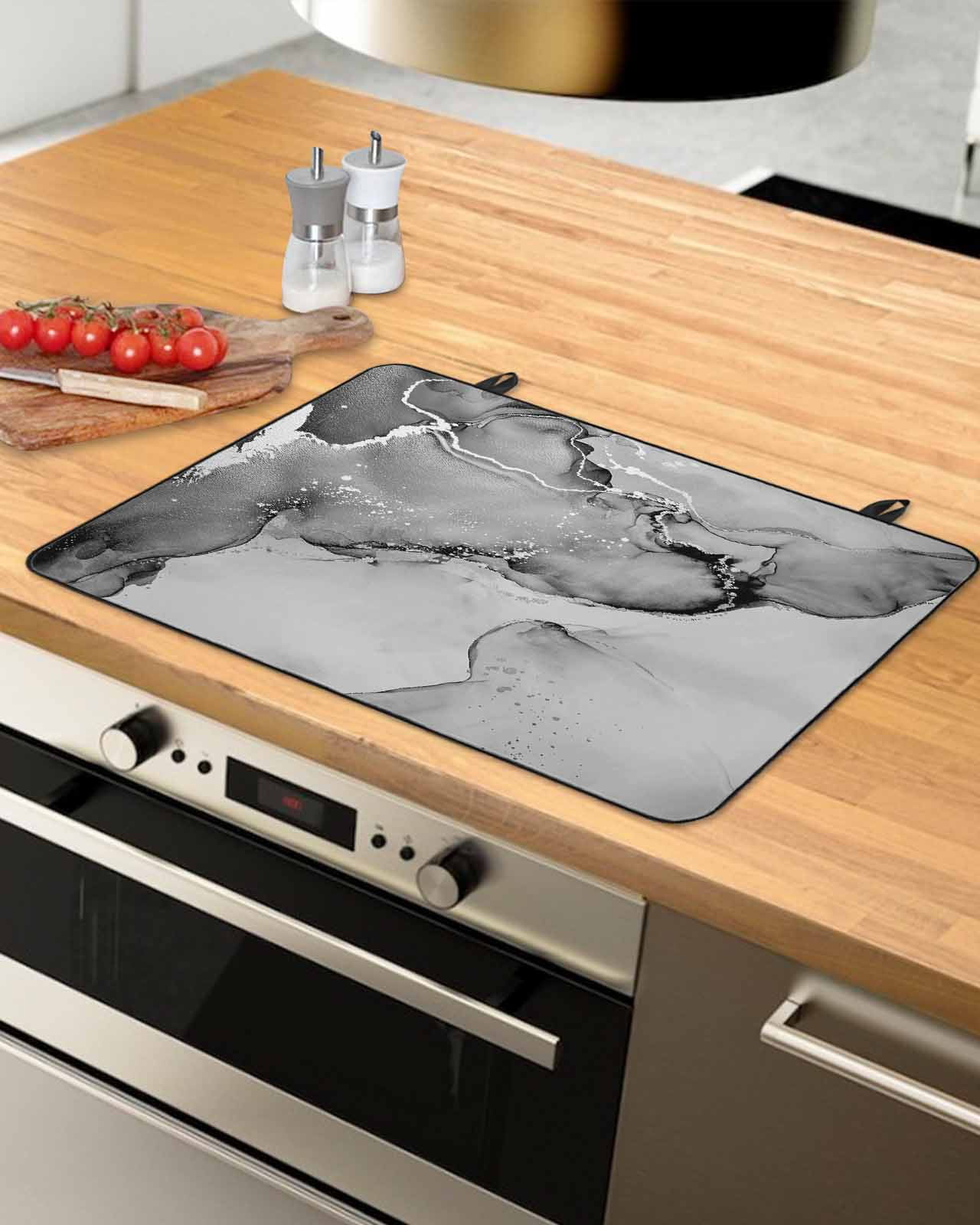 nqOlkjepod Large Induction Cooktop Protector Mat 24"x21", Grey Marble ...