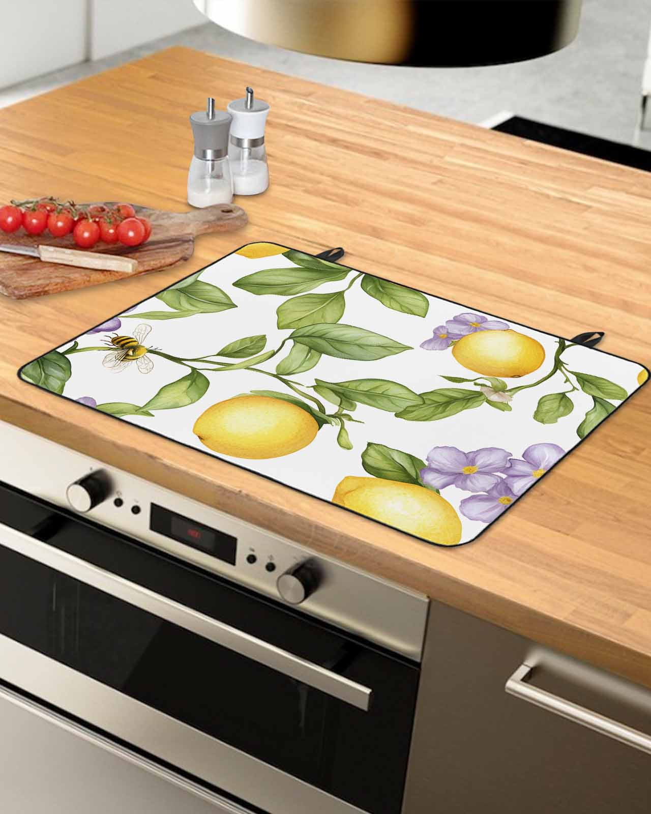 nqOlkjepod Large Induction Cooktop Protector Mat 24"x21", Lemon Stove Top Covers for Electric ...