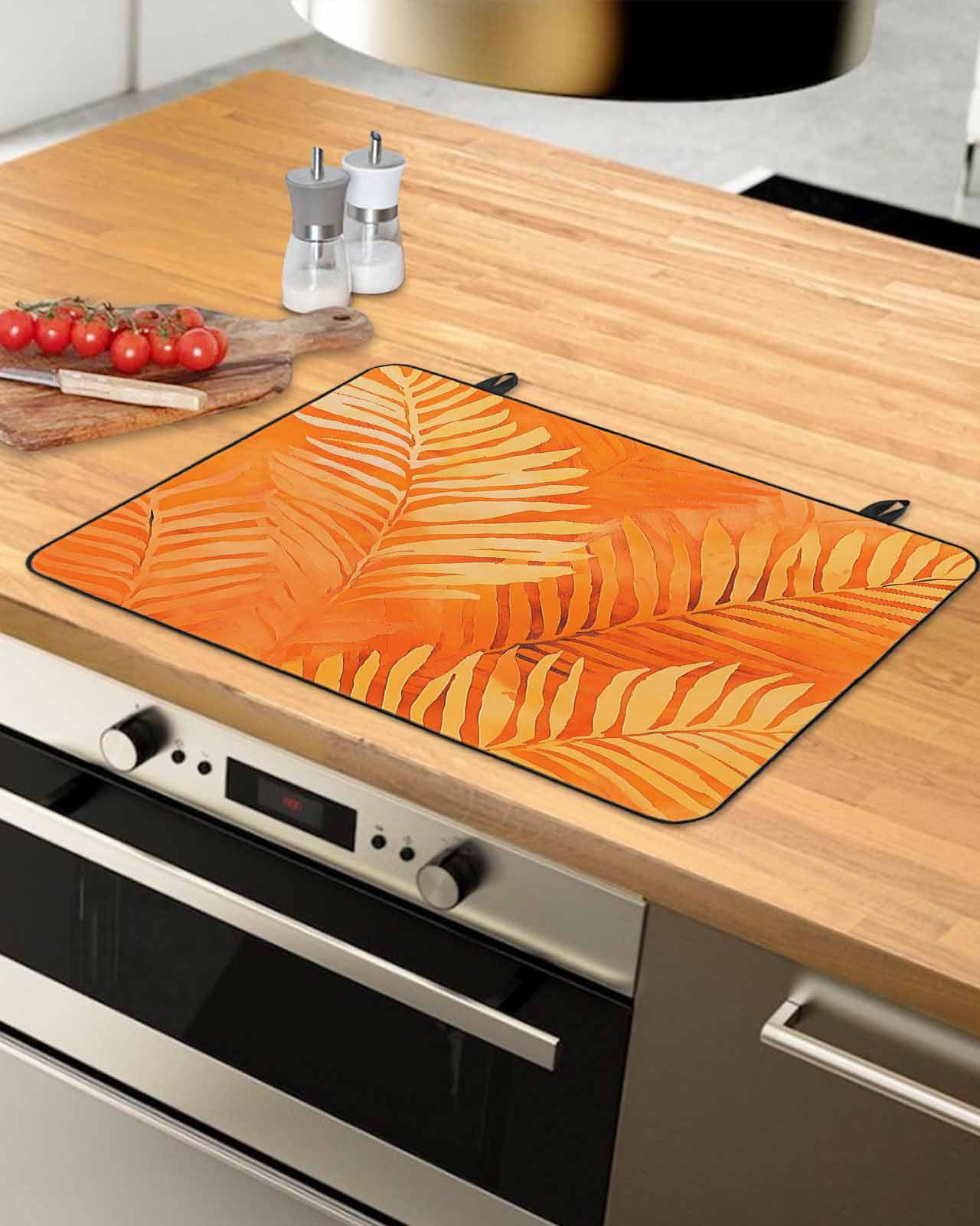nqOlkjepod Large Induction Cooktop Protector Mat 24"x21", Orange Leaf ...