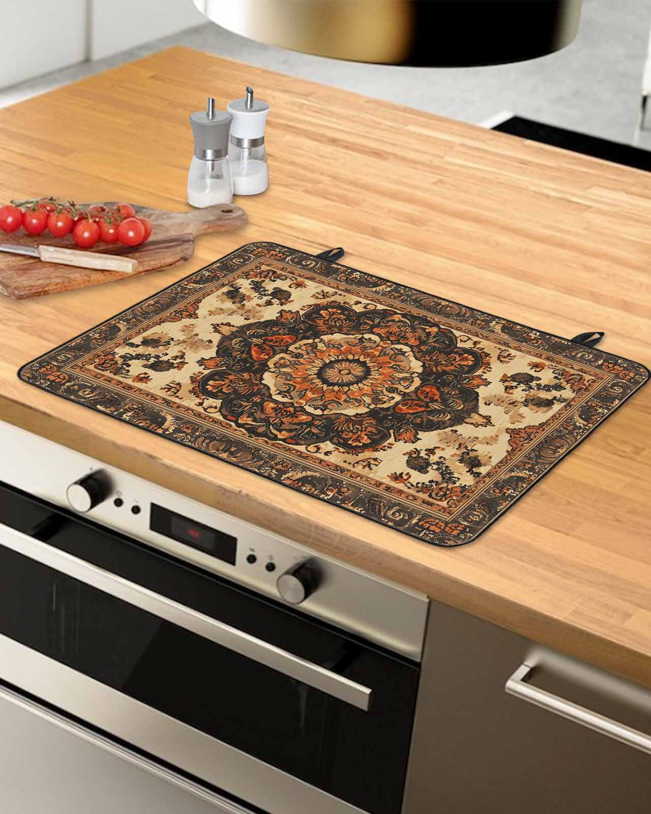 nqOlkjepod Large Induction Cooktop Protector Mat 24"x21", Retro Boho ...