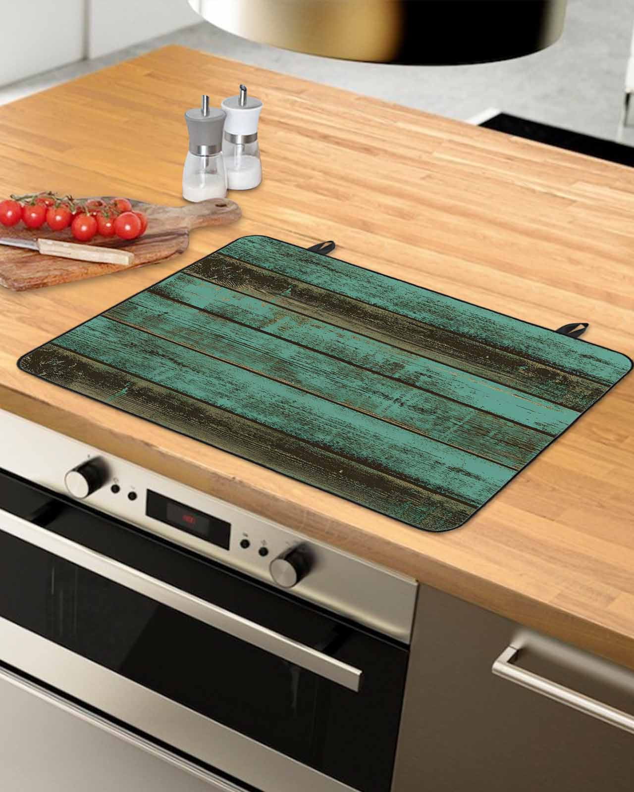 nqOlkjepod Large Induction Cooktop Protector Mat 24"x21", Retro Wood ...