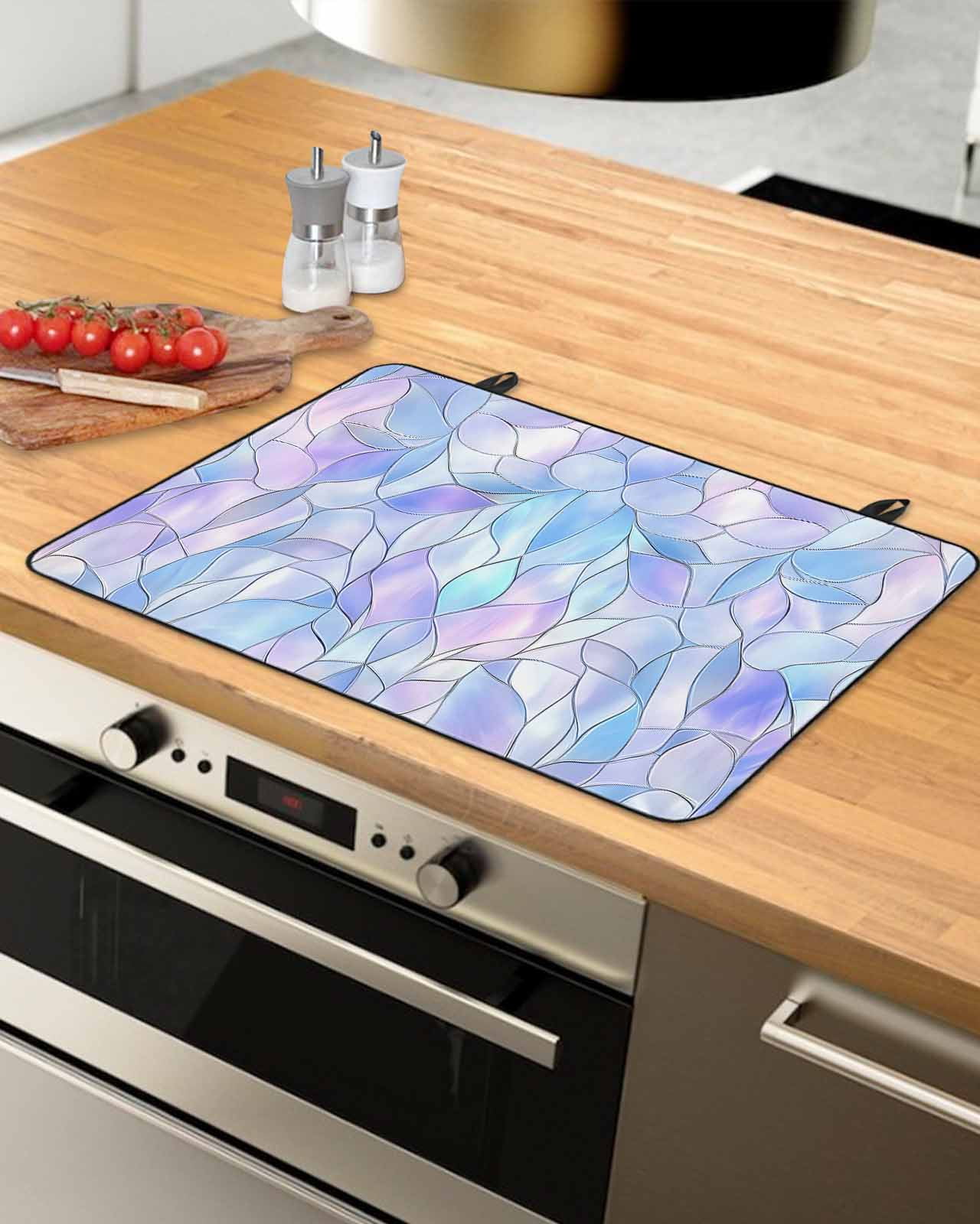 nqOlkjepod Large Induction Cooktop Protector Mat 24"x21", Stained Glass ...