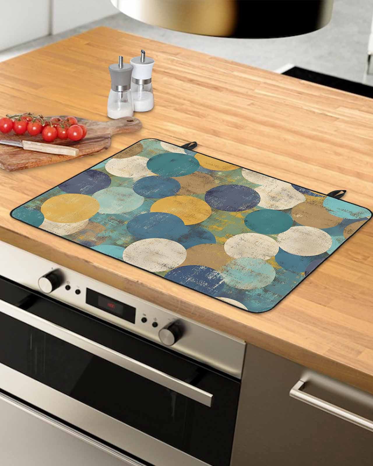 nqOlkjepod Large Induction Cooktop Protector Mat 24"x21", Teal Yellow ...