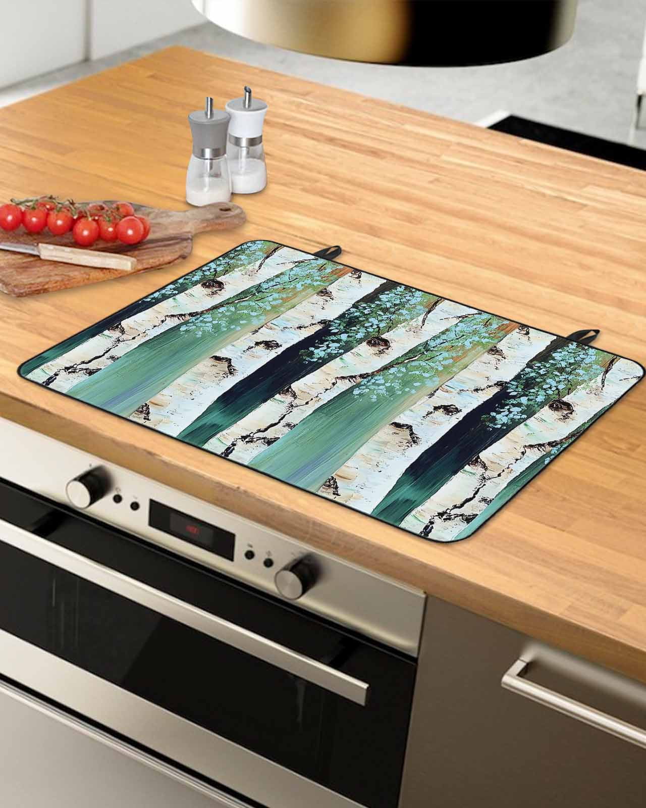 nqOlkjepod Large Induction Cooktop Protector Mat 24"x21", Vintage Trunk Stove Top Covers for ...