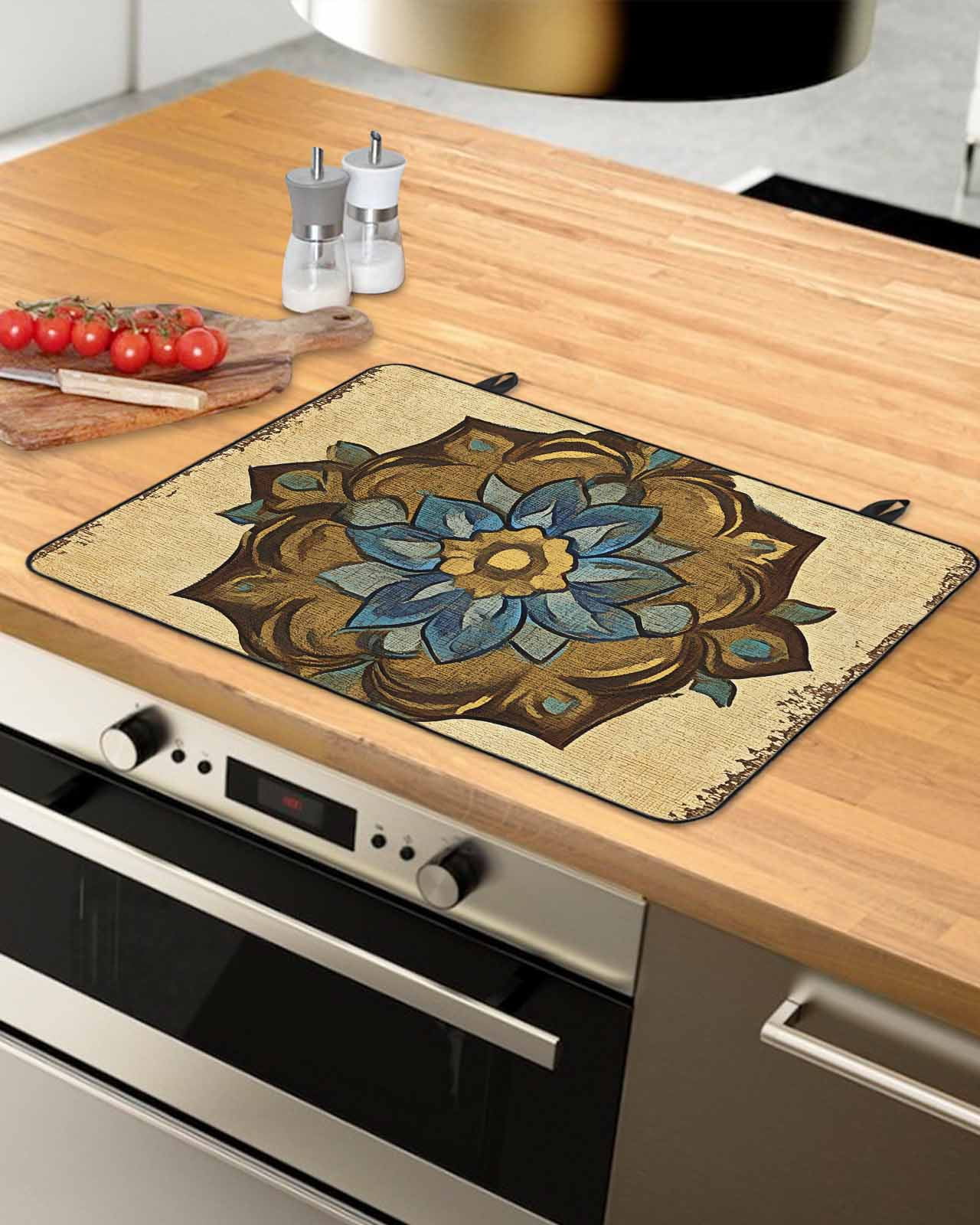 nqOlkjepod Large Induction Cooktop Protector Mat 31"x24", Abstract ...