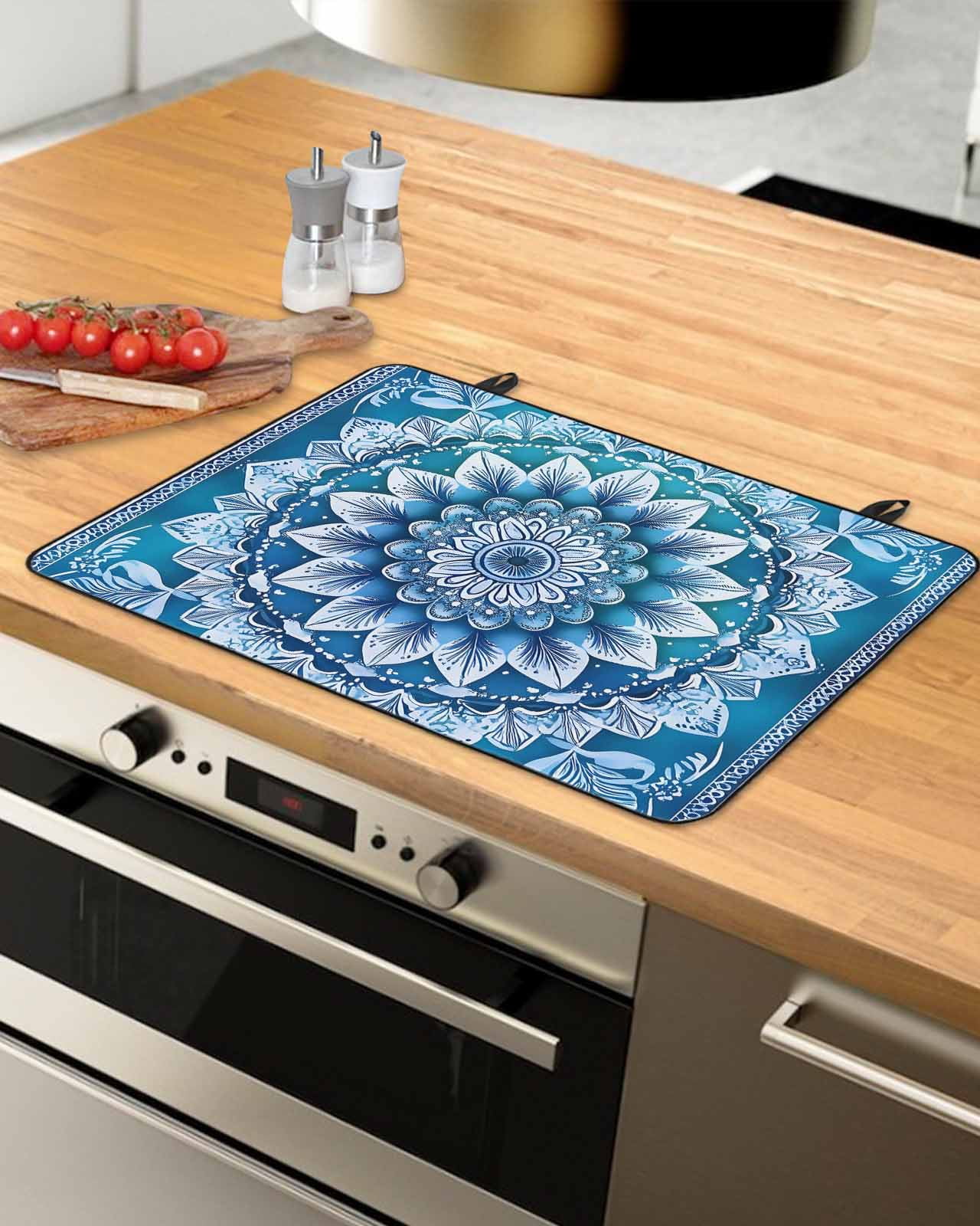 nqOlkjepod Large Induction Cooktop Protector Mat 31"x24", Blue Boho ...