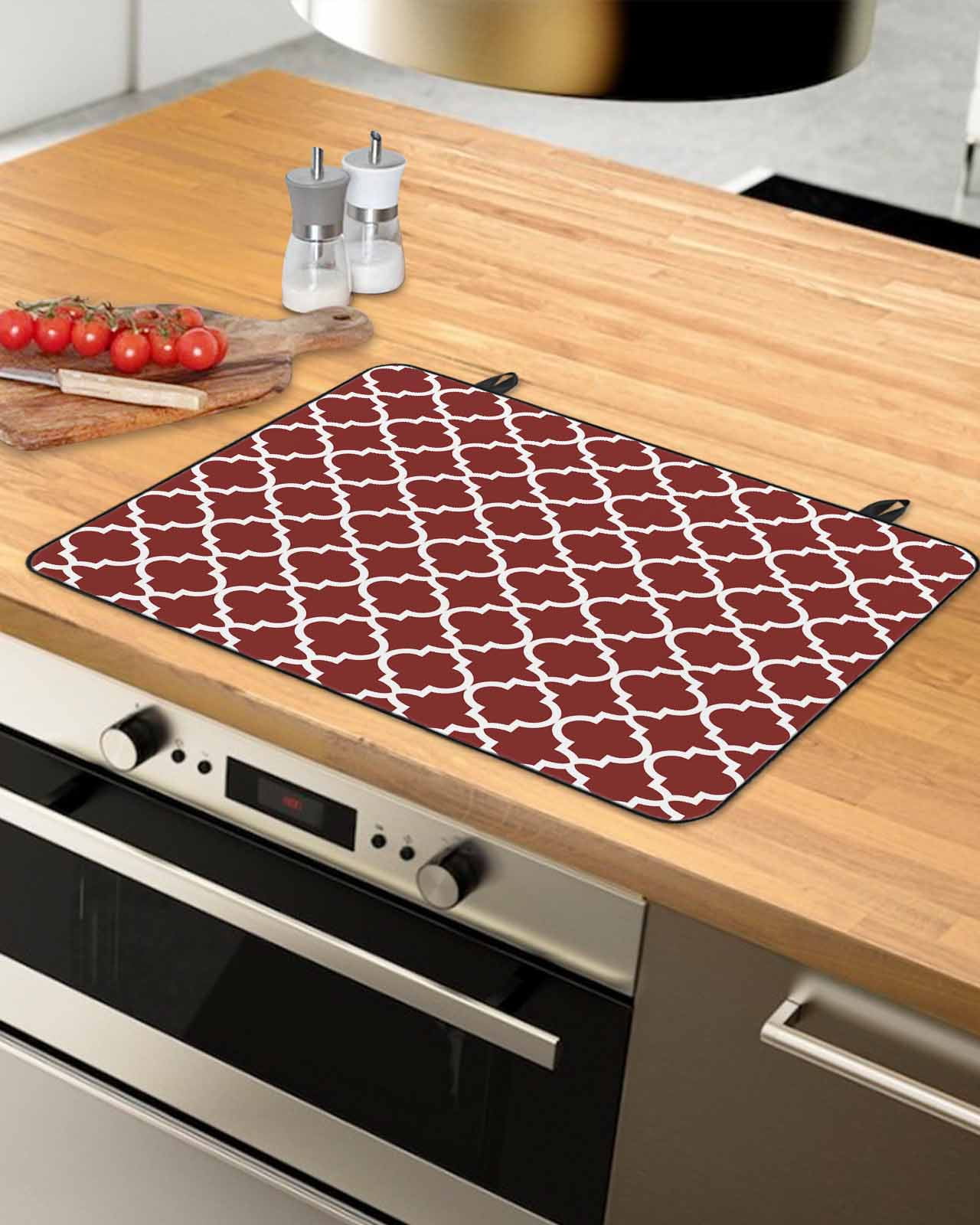 nqOlkjepod Large Induction Cooktop Protector Mat 31"x24", Red Moroccon Stove Top Covers for ...