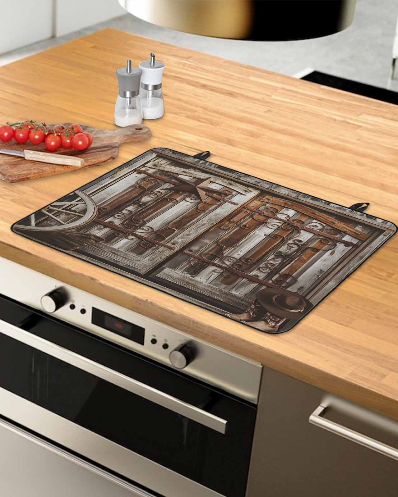 nqOlkjepod Large Induction Cooktop Protector Mat 31"x24", Retro Brown ...