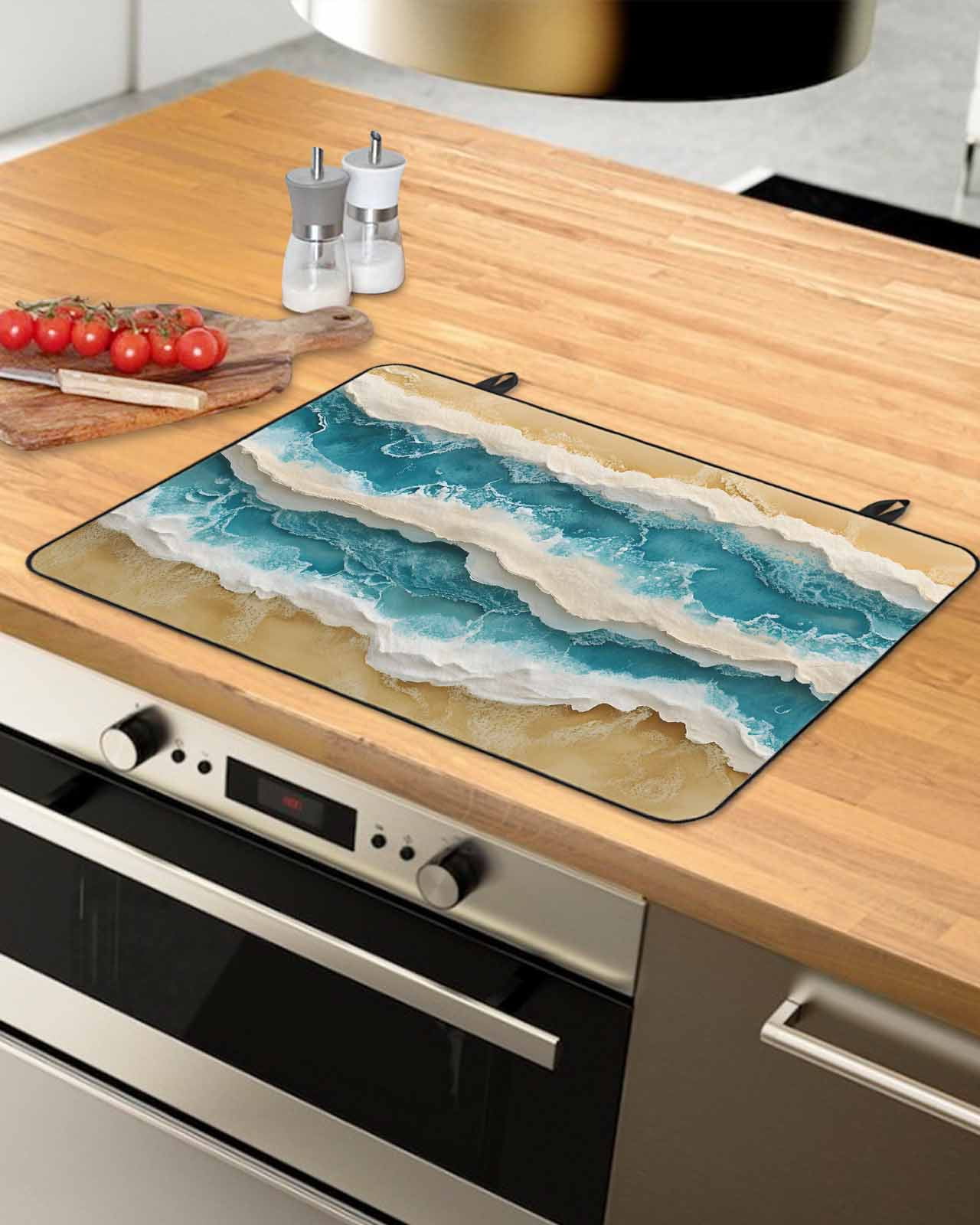 nqOlkjepod Large Induction Cooktop Protector Mat 31"x24", Teal Coastal ...