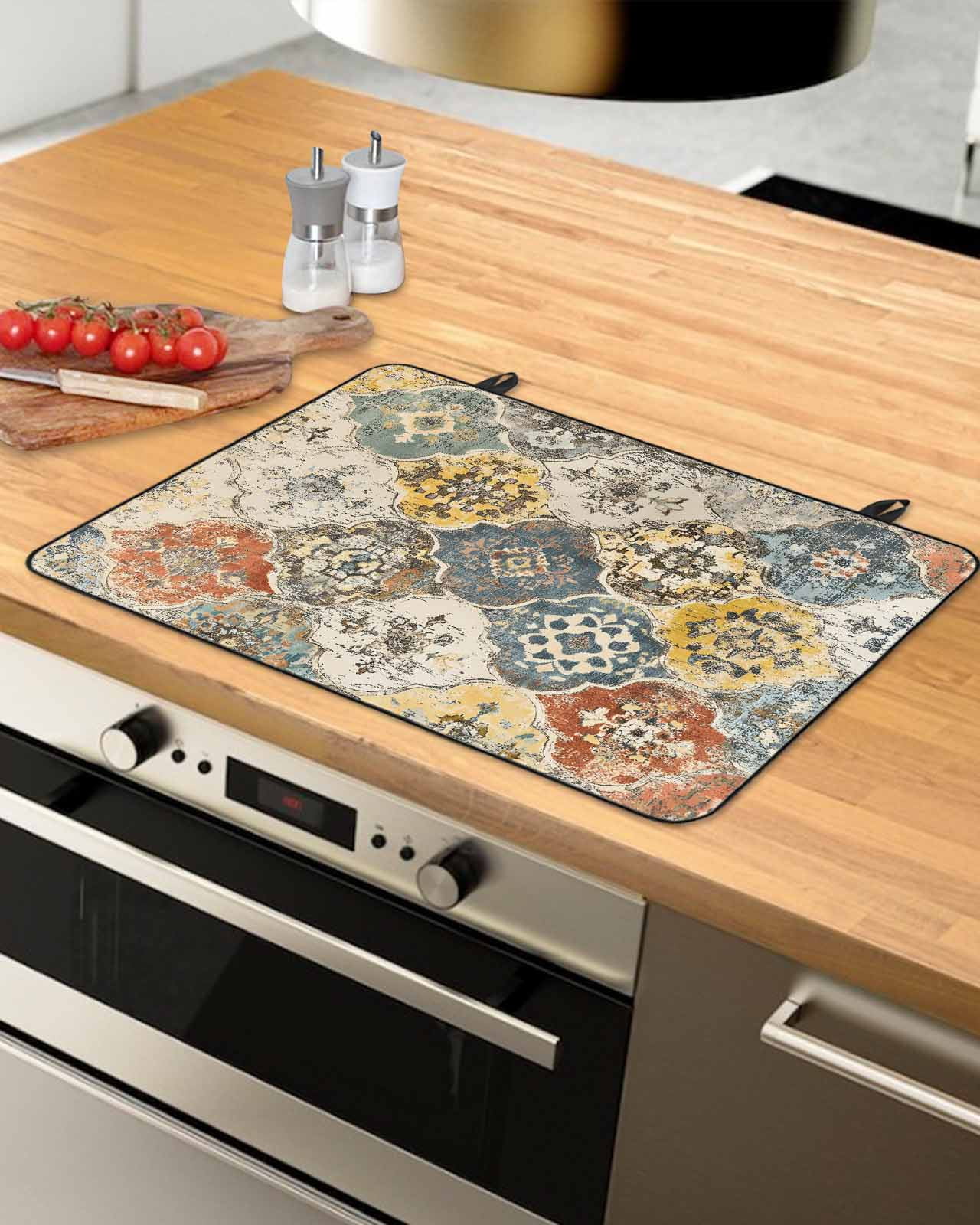 nqOlkjepod Large Induction Cooktop Protector Mat 31"x24", Vintage Boho ...