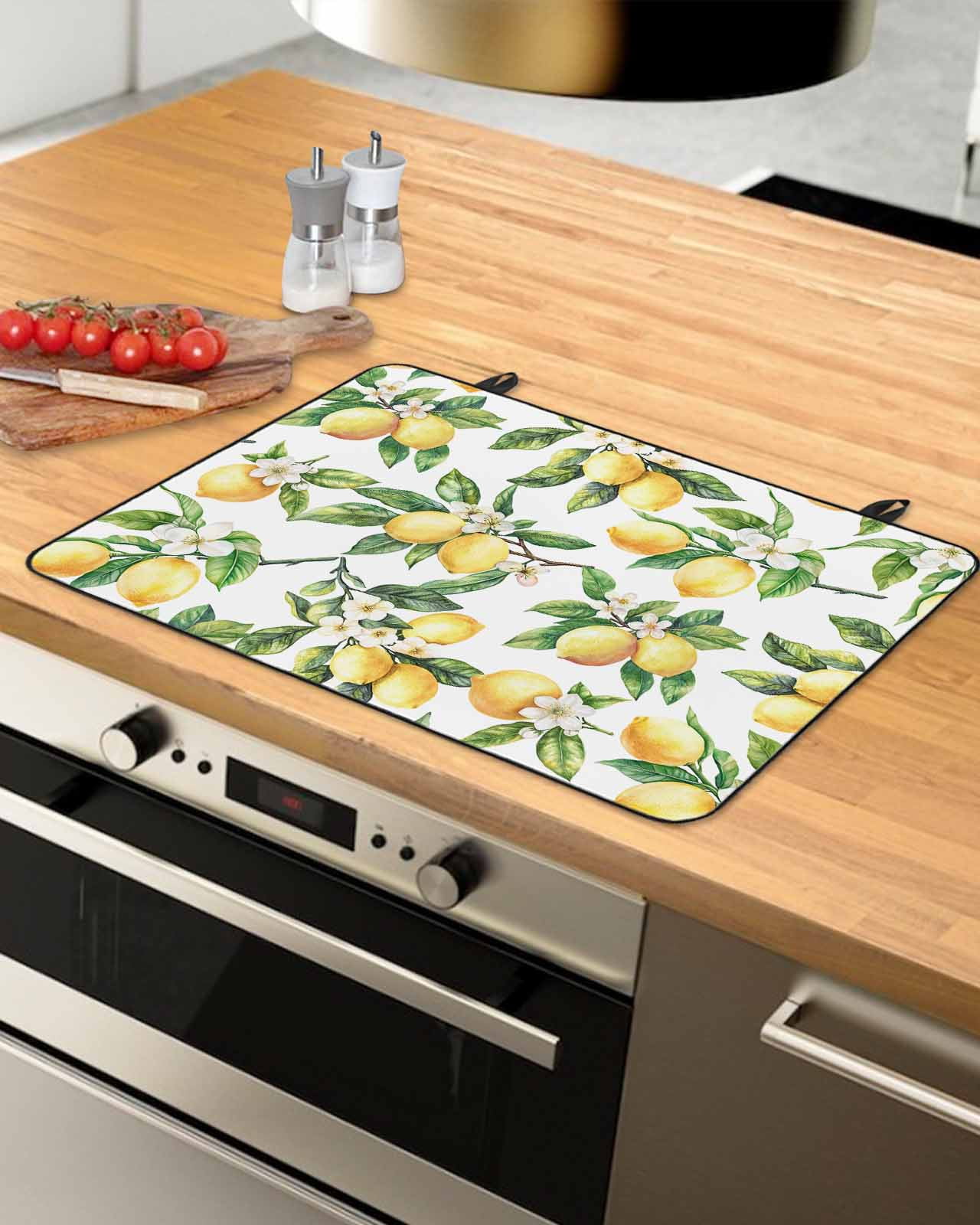 nqOlkjepod Large Induction Cooktop Protector Mat 31"x24", Yellow Lemon Stove Top Covers for ...