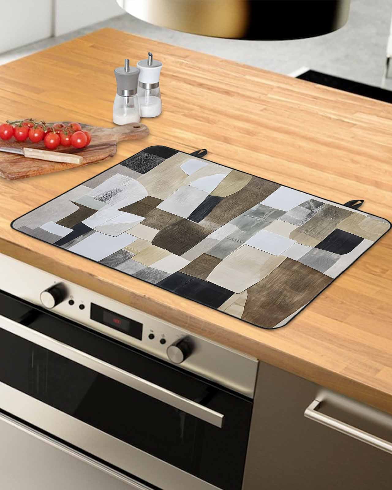 nqOlkjepod Large Induction Cooktop Protector Mat 36"x21", Abstract Gray ...