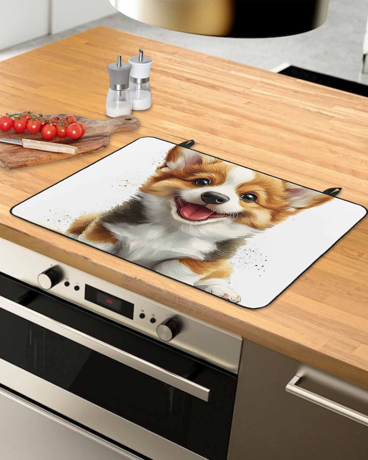 nqOlkjepod Large Induction Cooktop Protector Mat 36"x21", Brown Dogs ...