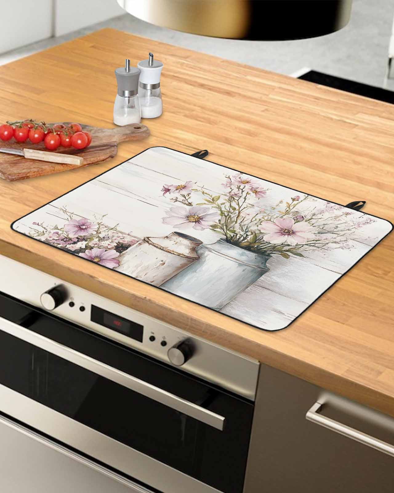 nqOlkjepod Large Induction Cooktop Protector Mat 36"x21", Pink Flower ...