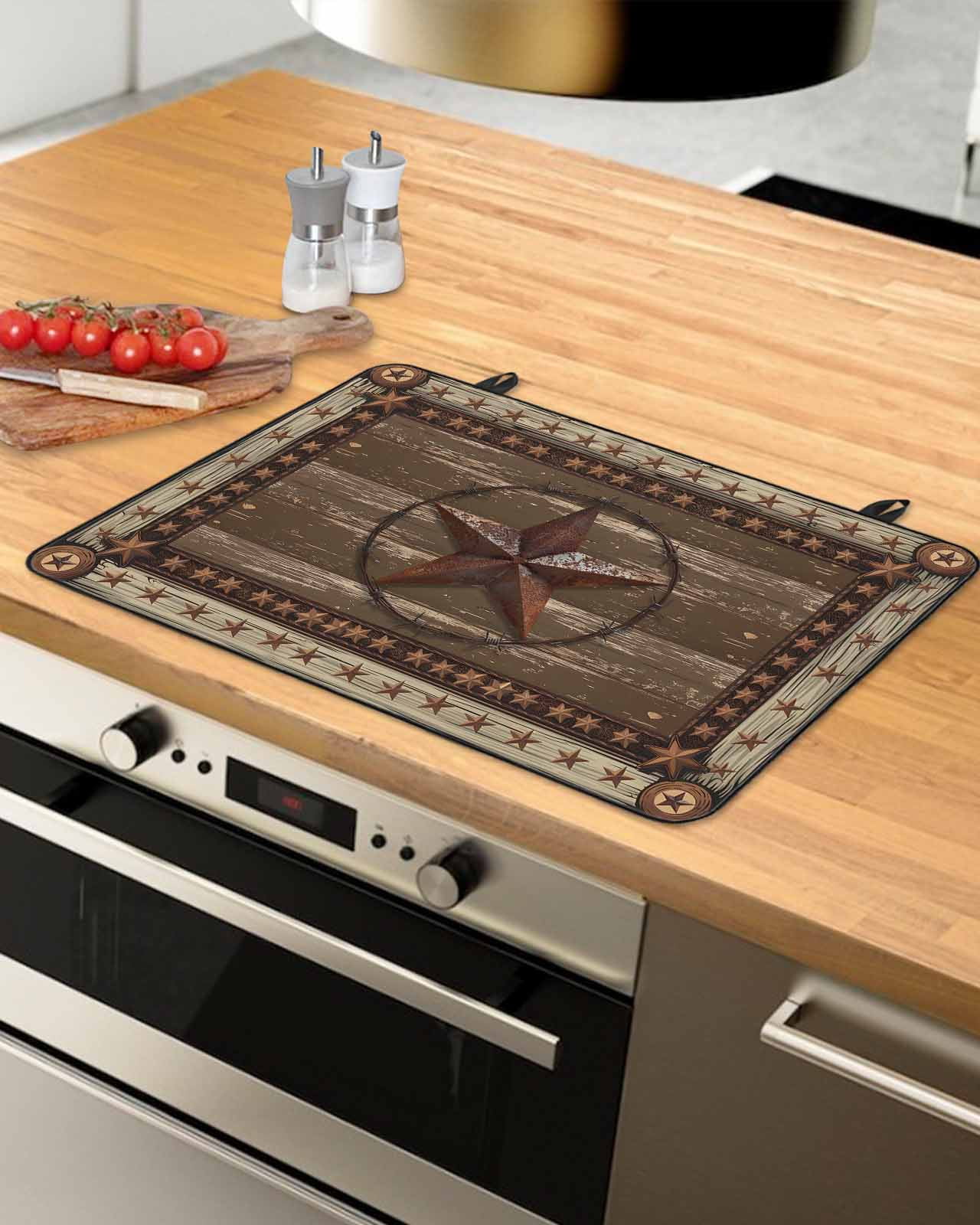 nqOlkjepod Large Induction Cooktop Protector Mat 36"x21", Texas Star Brown Stove Top Covers for ...