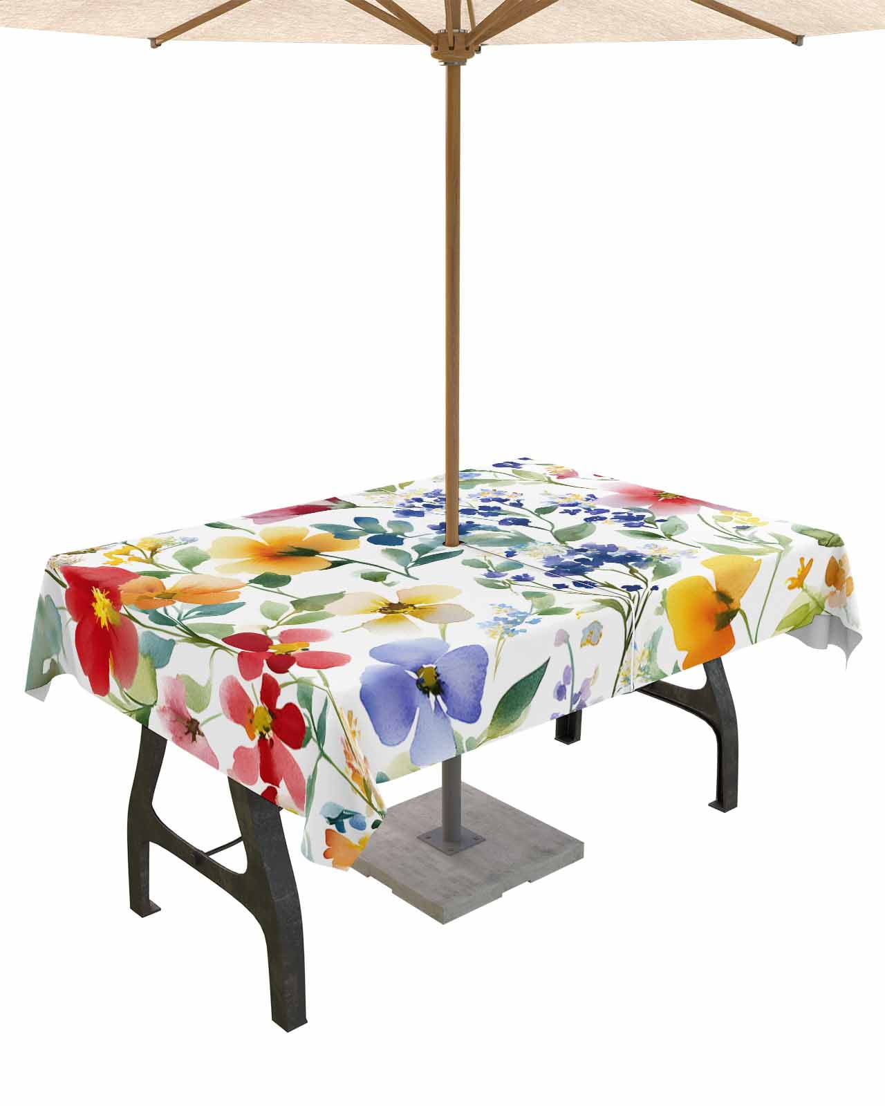 nqOlkjepod Leaf Flower Outdoor Tablecloth with Umbrella Hole & Zipper ...