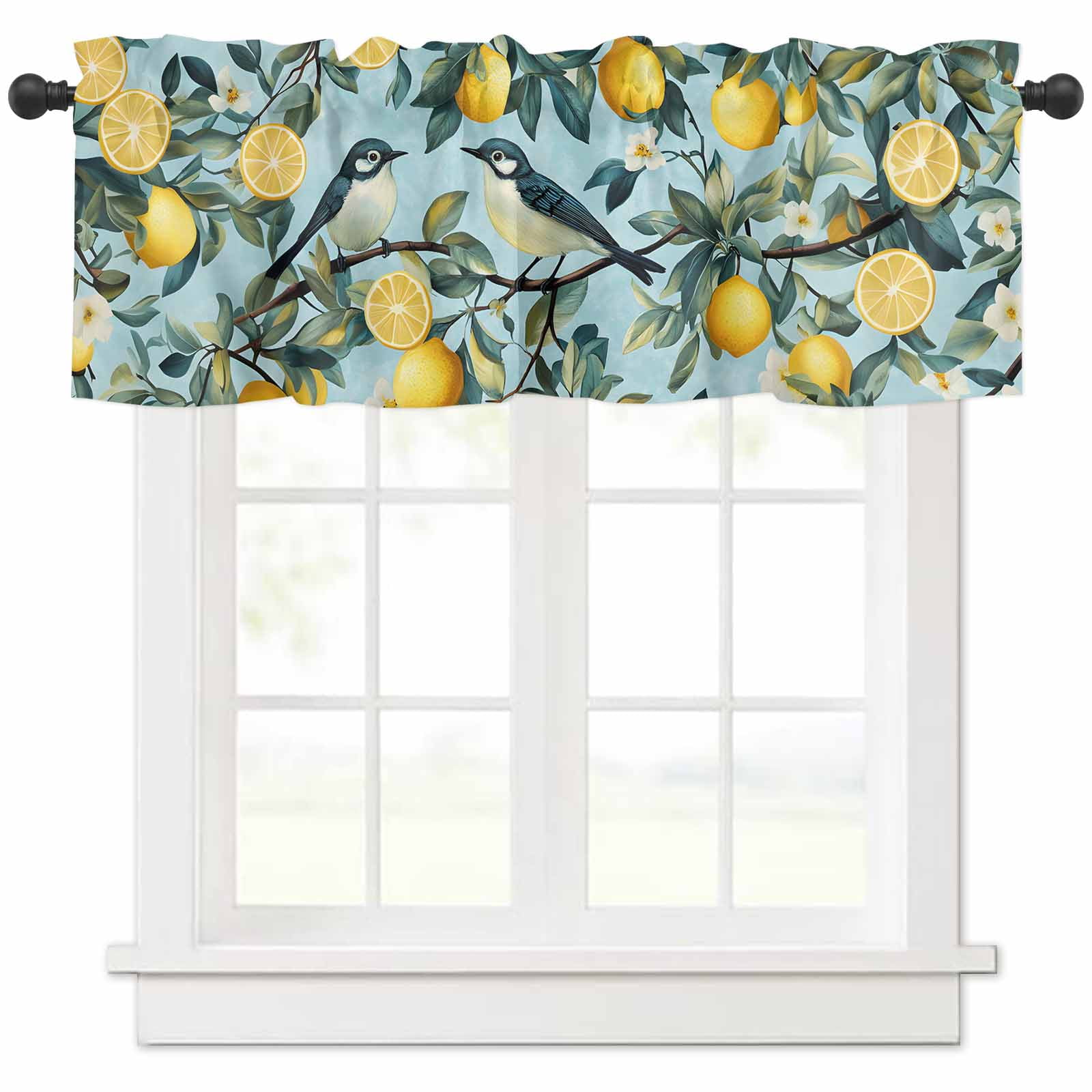 nqOlkjepod Lemon Bird Farmhouse Short Window Curtain Valances ...