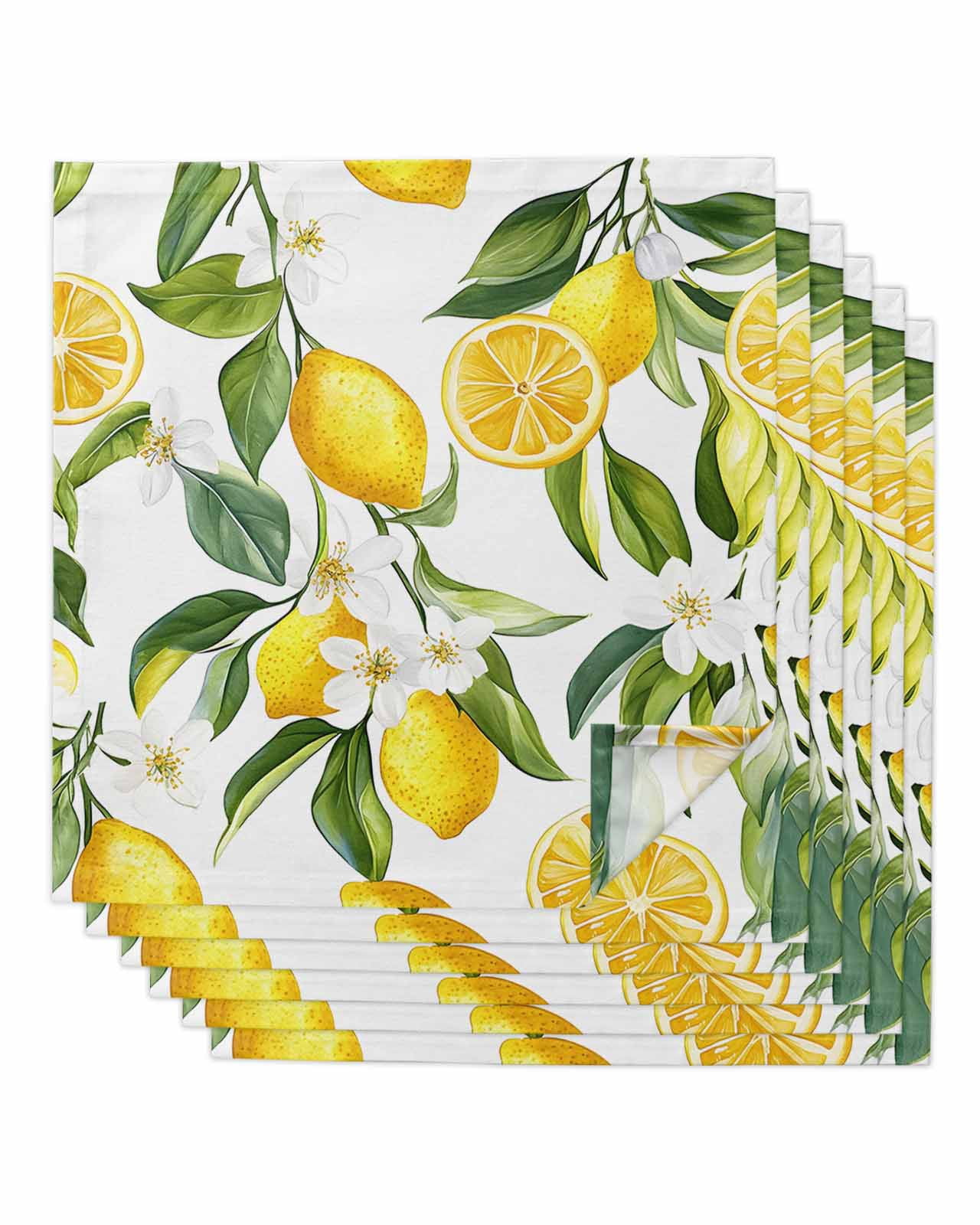 nqOlkjepod Lemon Fruit Cloth Napkins Set of 6 Reusable Dinner Napkins ...
