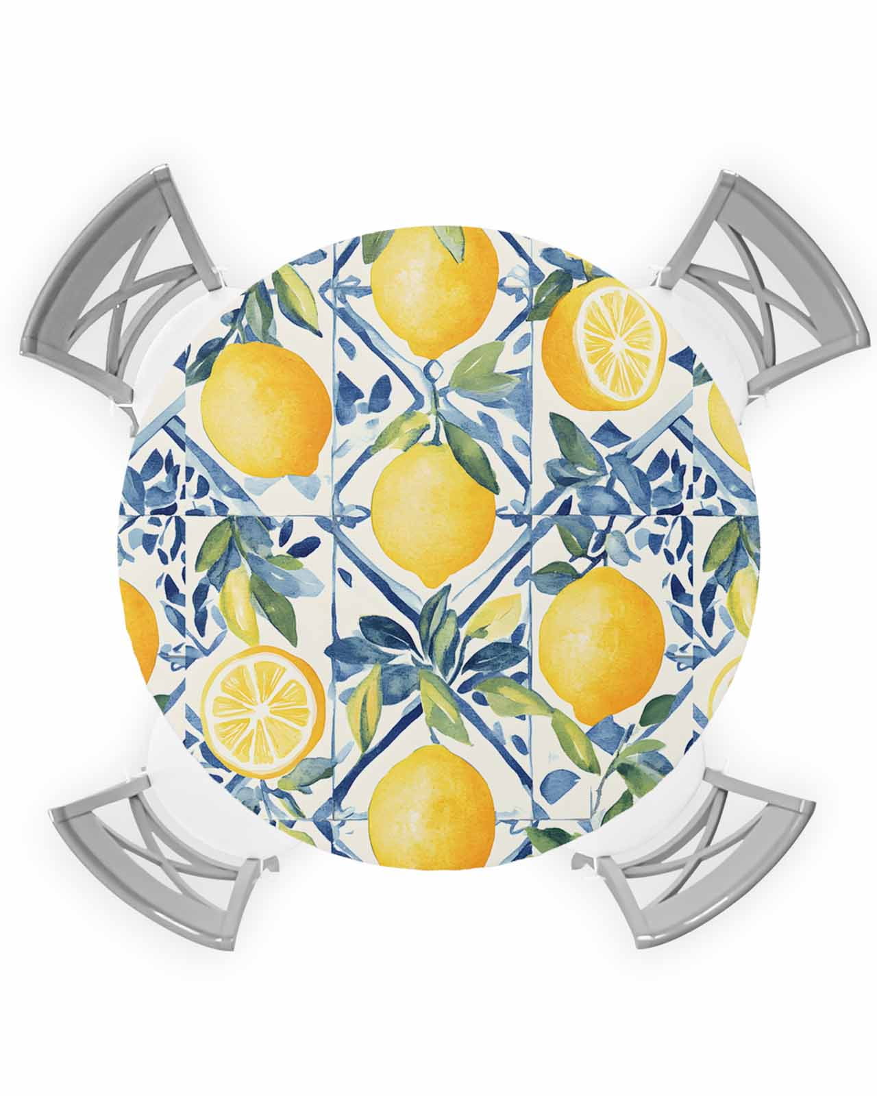 nqOlkjepod Lemon Fruit Round Tablecloth, Fitted Table Cover with ...