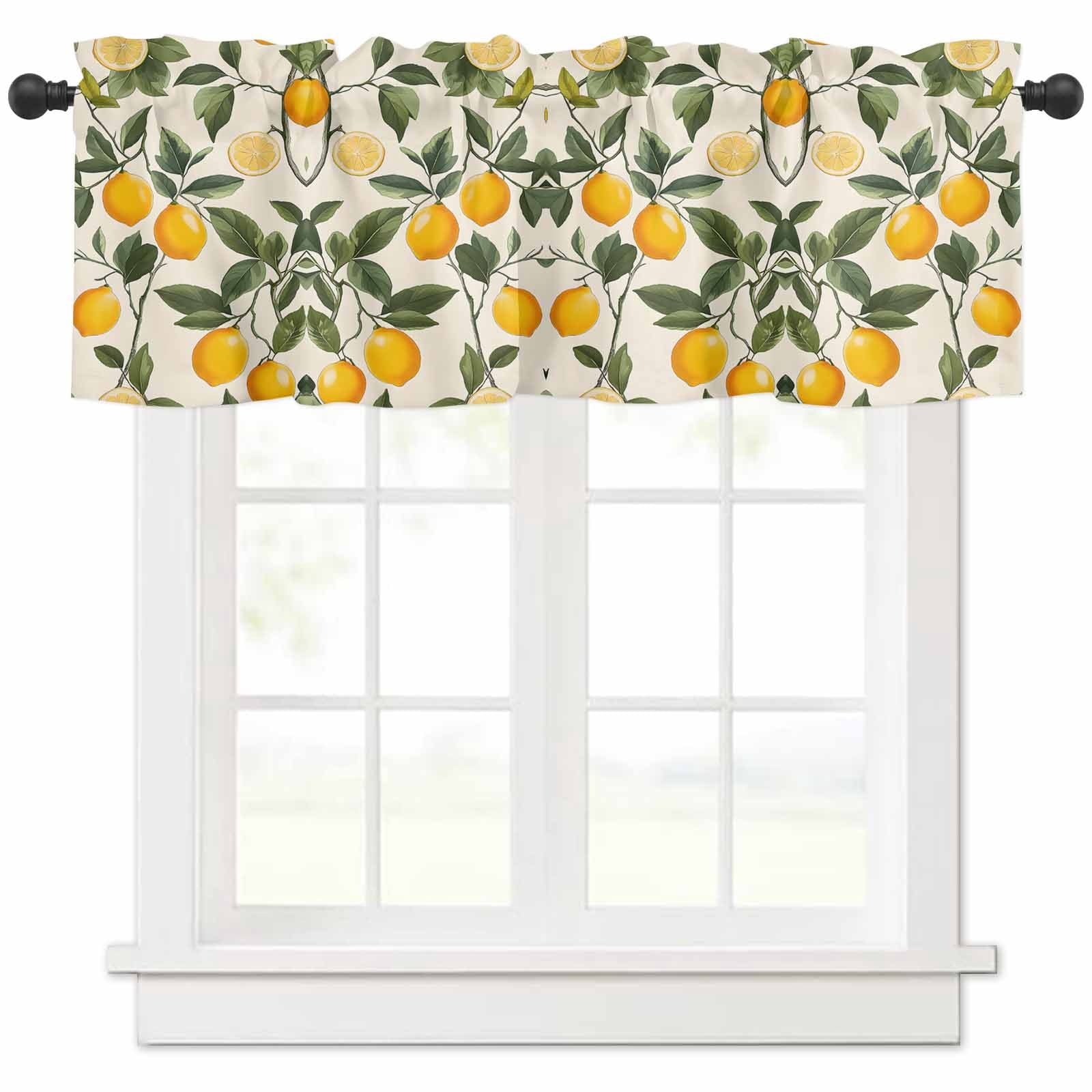 nqOlkjepod Lemon Leaves Farmhouse Short Window Curtain Valances, Summer ...