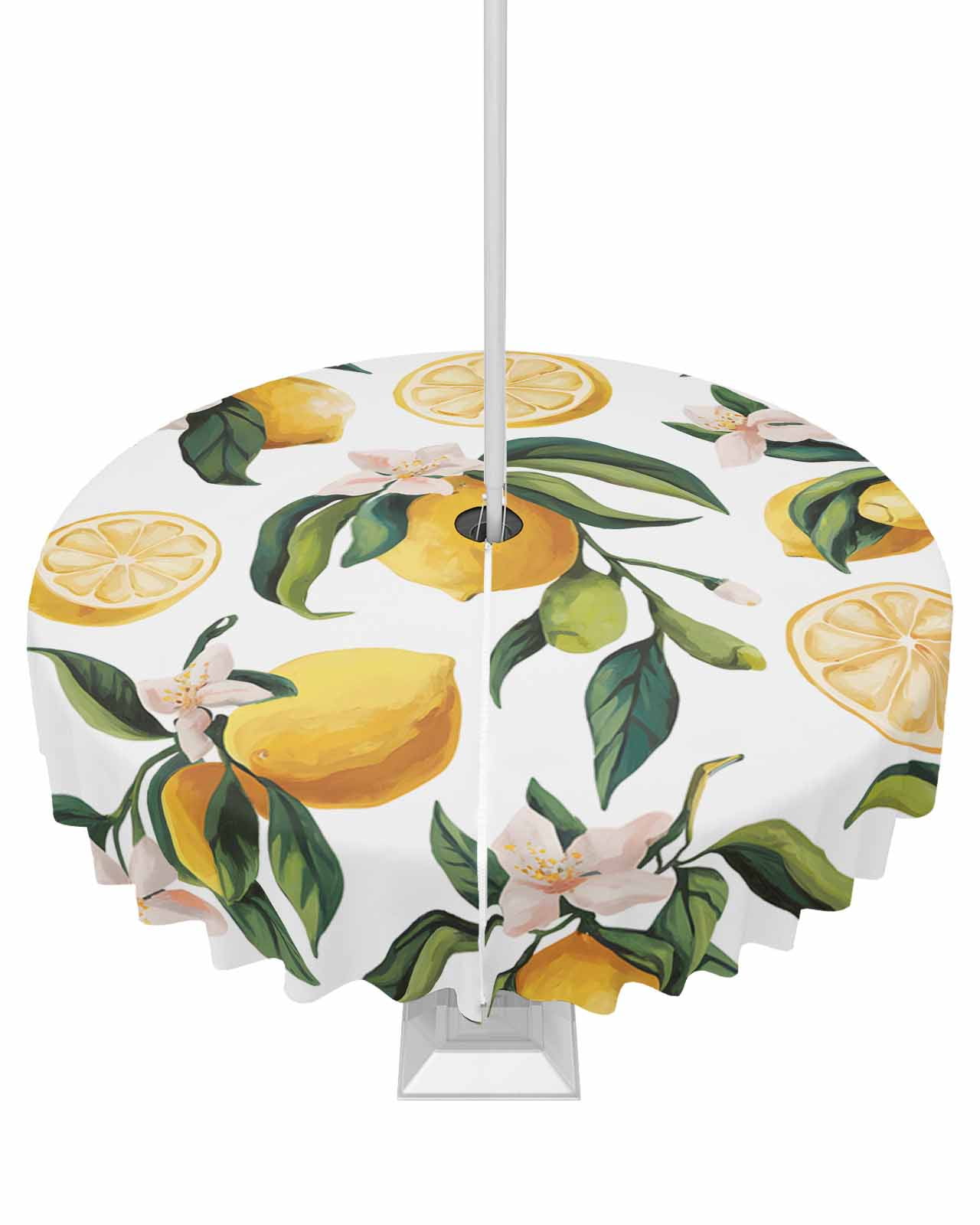 nqOlkjepod Lemon Outdoor Tablecloth with Umbrella Hole & Zipper, Yellow ...