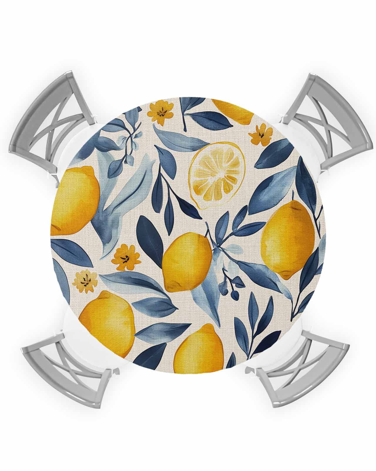 nqOlkjepod Lemon Round Tablecloth, Fitted Table Cover with Elastic for ...