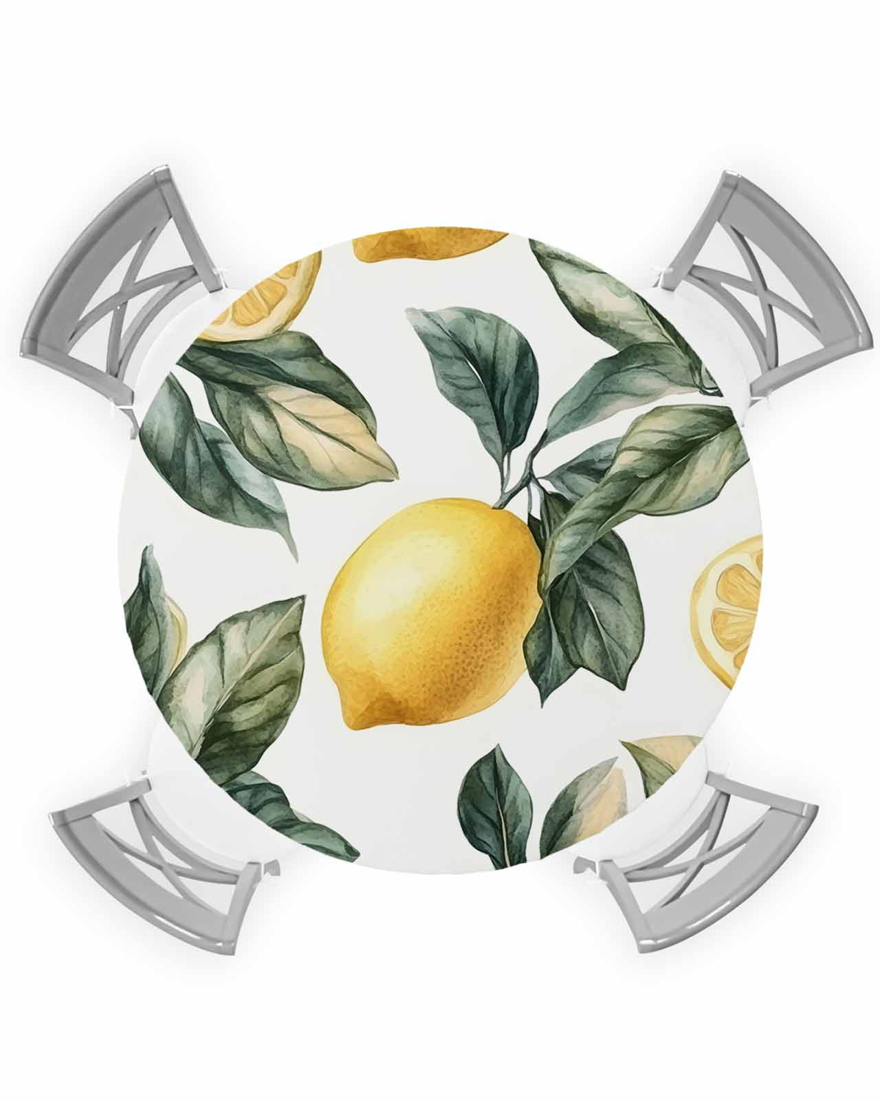 nqOlkjepod Lemon Round Tablecloth, Fitted Table Cover with Elastic for ...