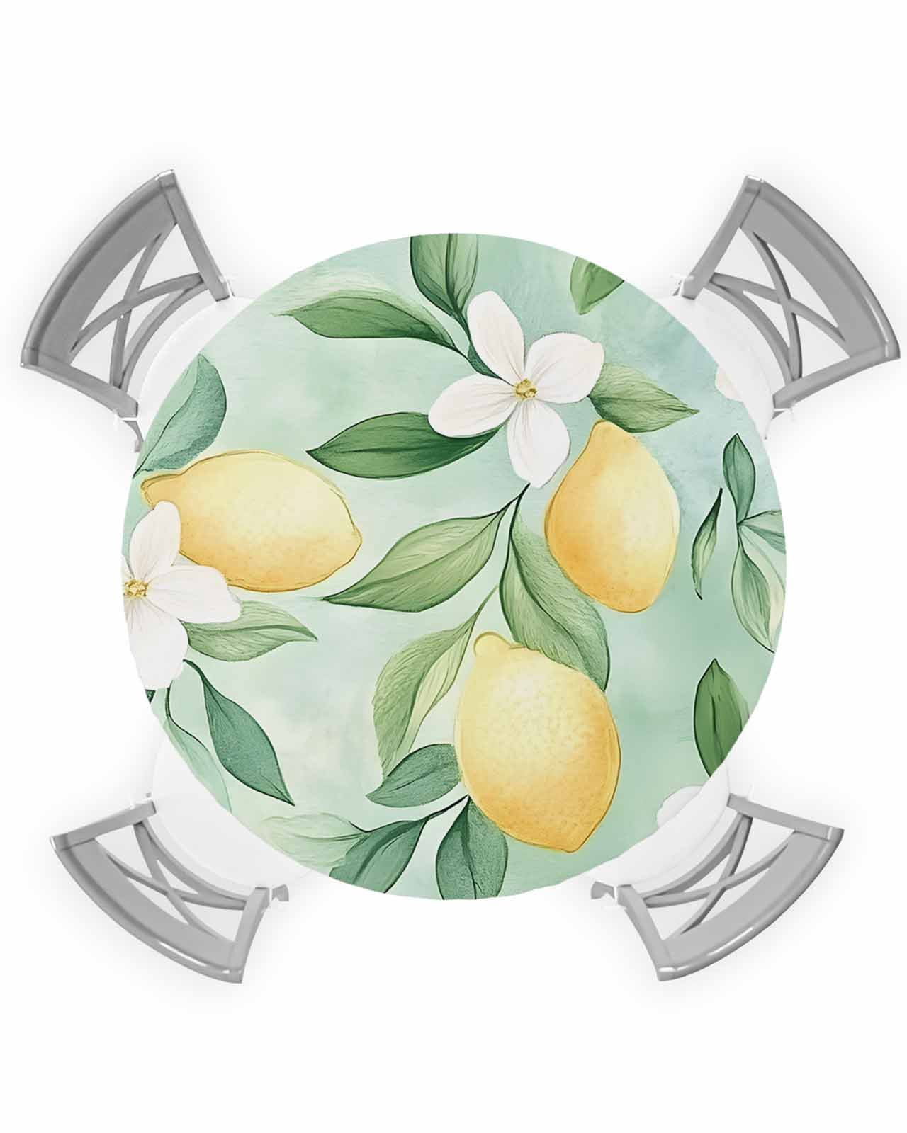 nqOlkjepod Lemon Round Tablecloth, Fitted Table Cover with Elastic for ...