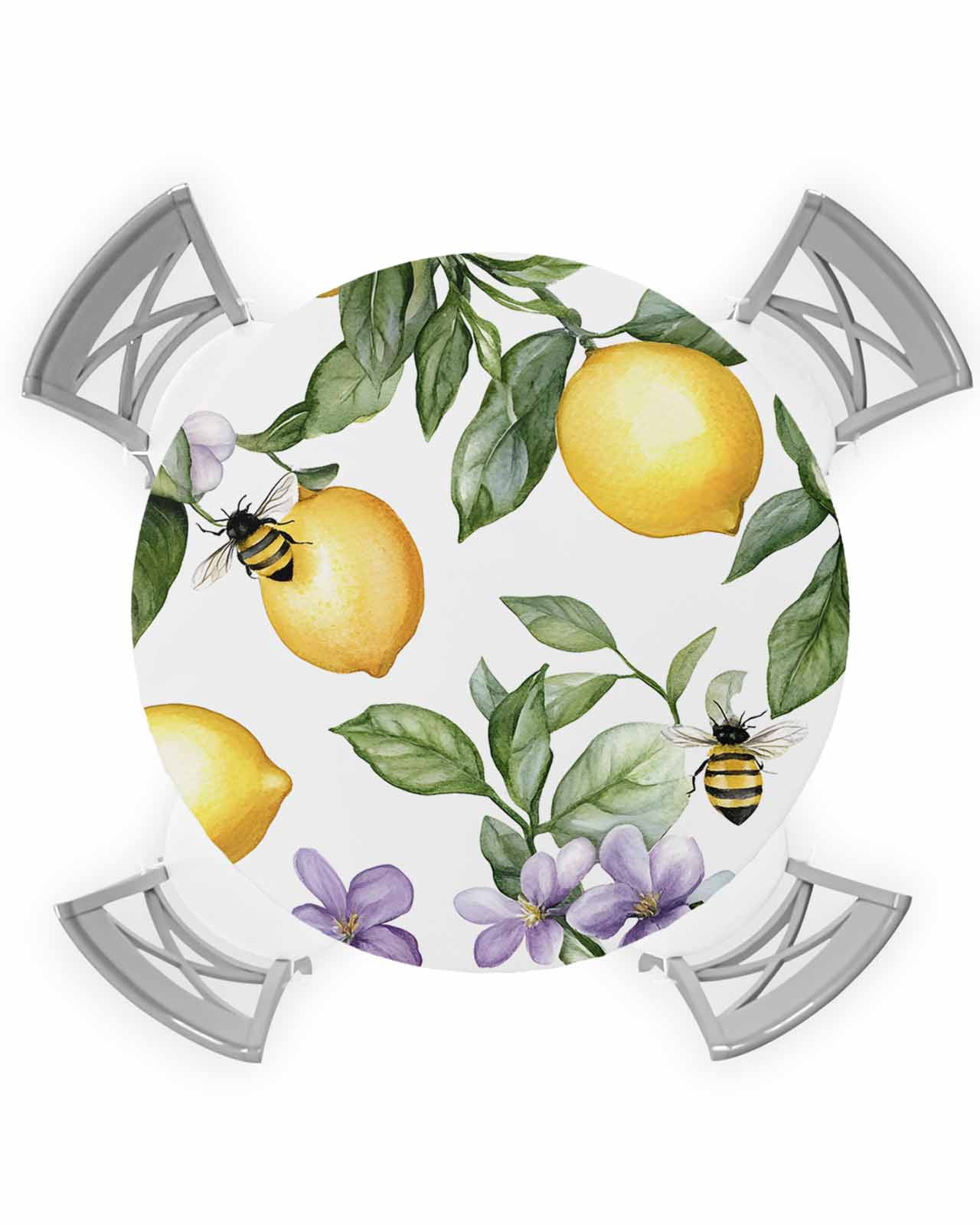 nqOlkjepod Lemon Round Tablecloth, Fitted Table Cover with Elastic for ...