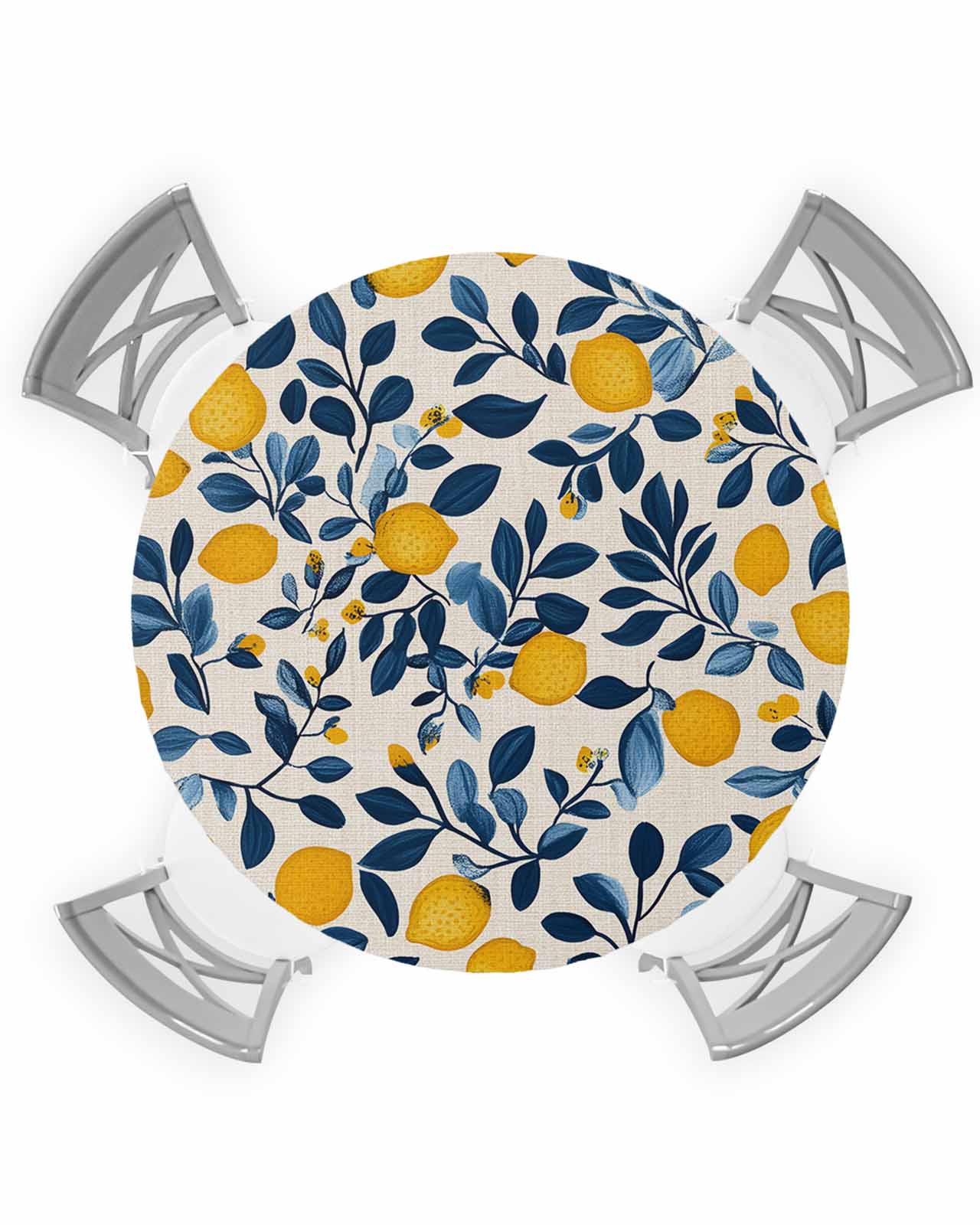 nqOlkjepod Lemon Summer Round Tablecloth, Fitted Table Cover with ...