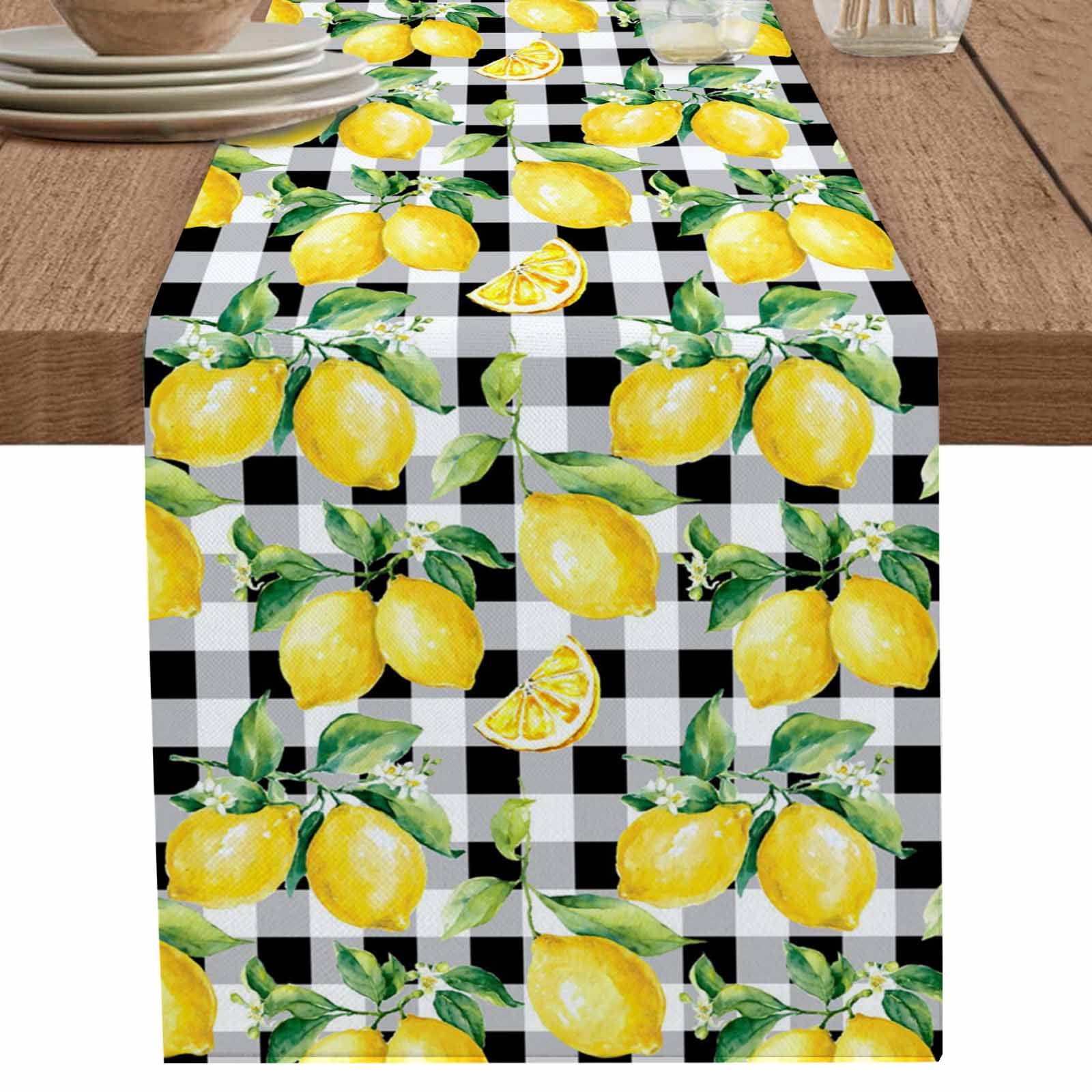 nqOlkjepod Lemon Yellow Table Runner 36 Inches Long Farmhouse Dress ...