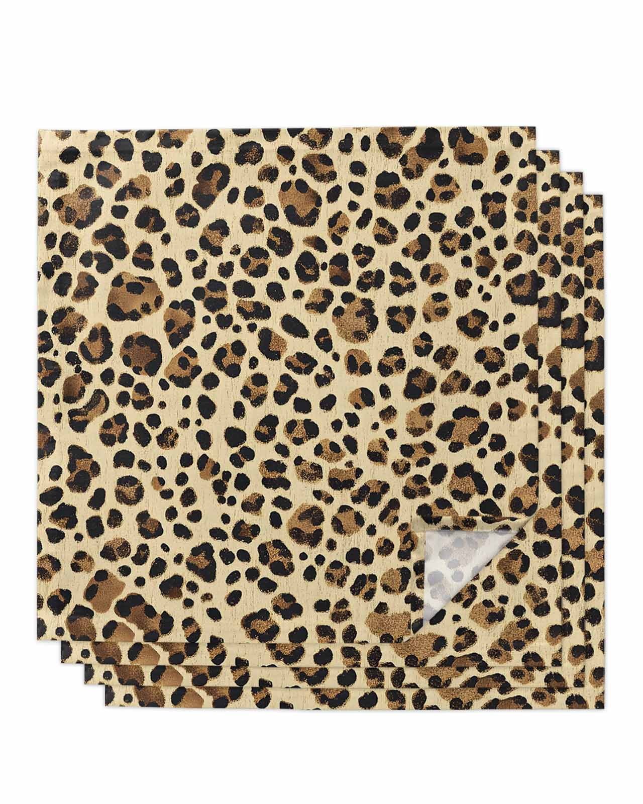 nqOlkjepod Leopard Cloth Napkins Set of 4 Reusable Dinner Napkins ...