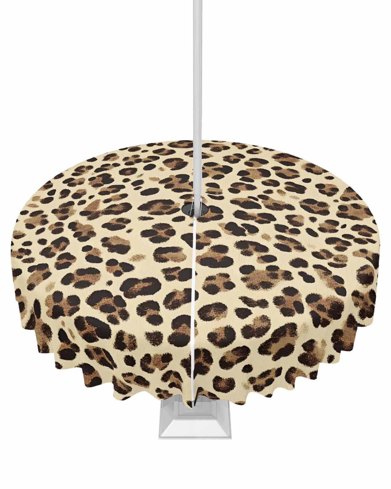 nqOlkjepod Leopard Outdoor Tablecloth with Umbrella Hole & Zipper ...