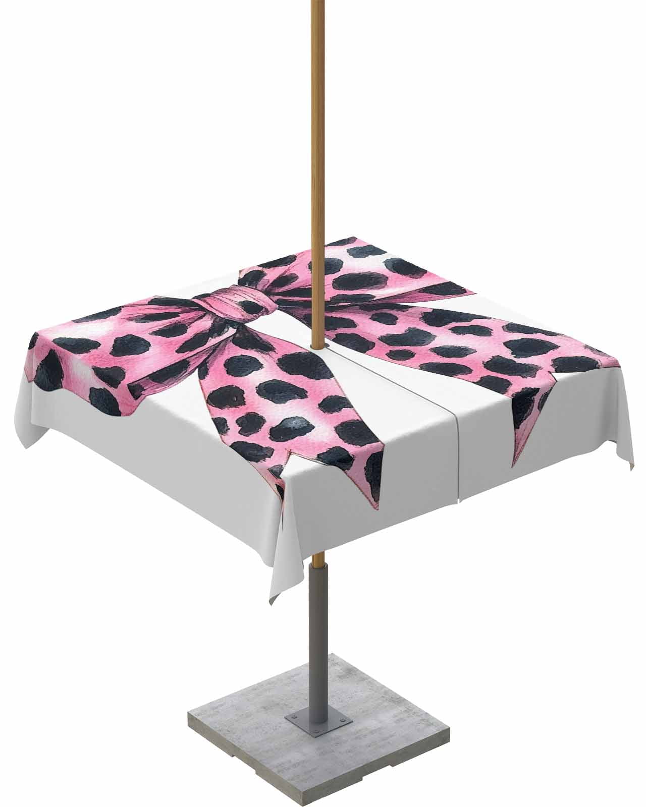 nqOlkjepod Leopard Print Bow Outdoor Tablecloth with Umbrella Hole ...