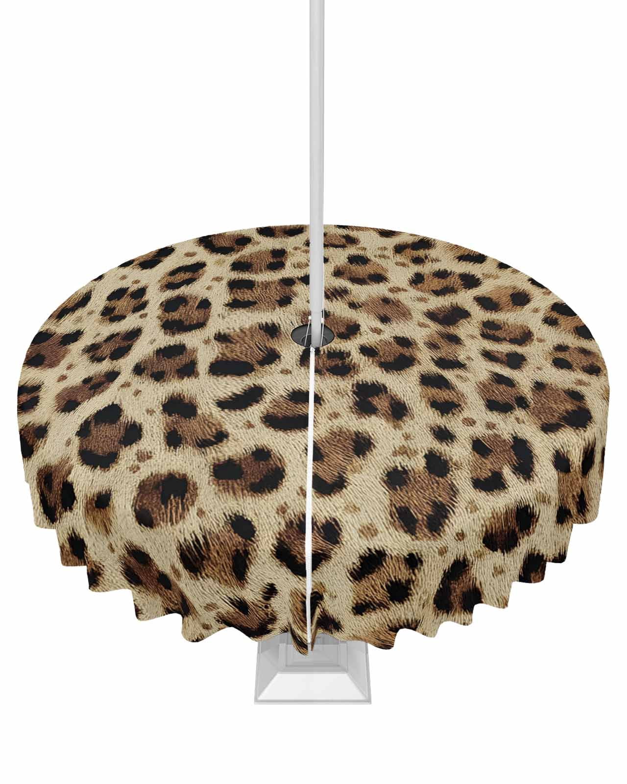 nqOlkjepod Leopard Prints Outdoor Tablecloth with Umbrella Hole ...