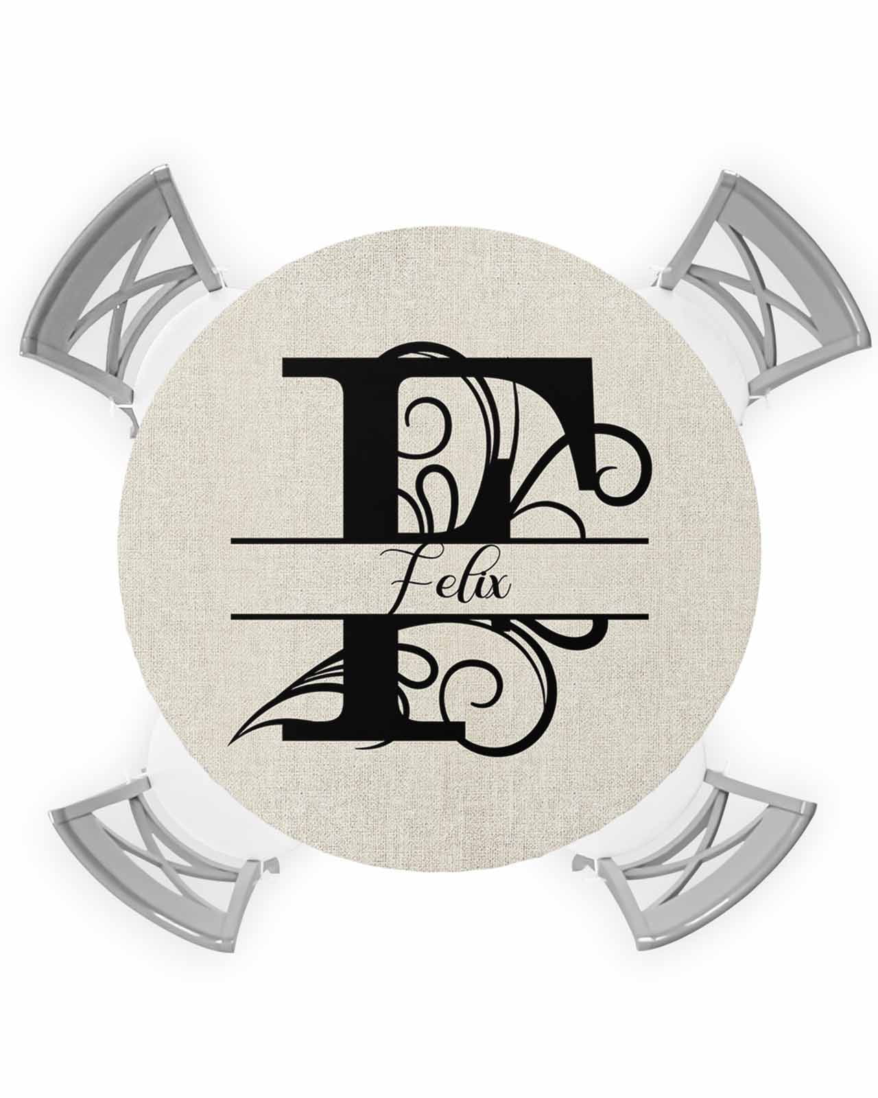 nqOlkjepod Letter F Round Tablecloth, Fitted Table Cover with Elastic ...