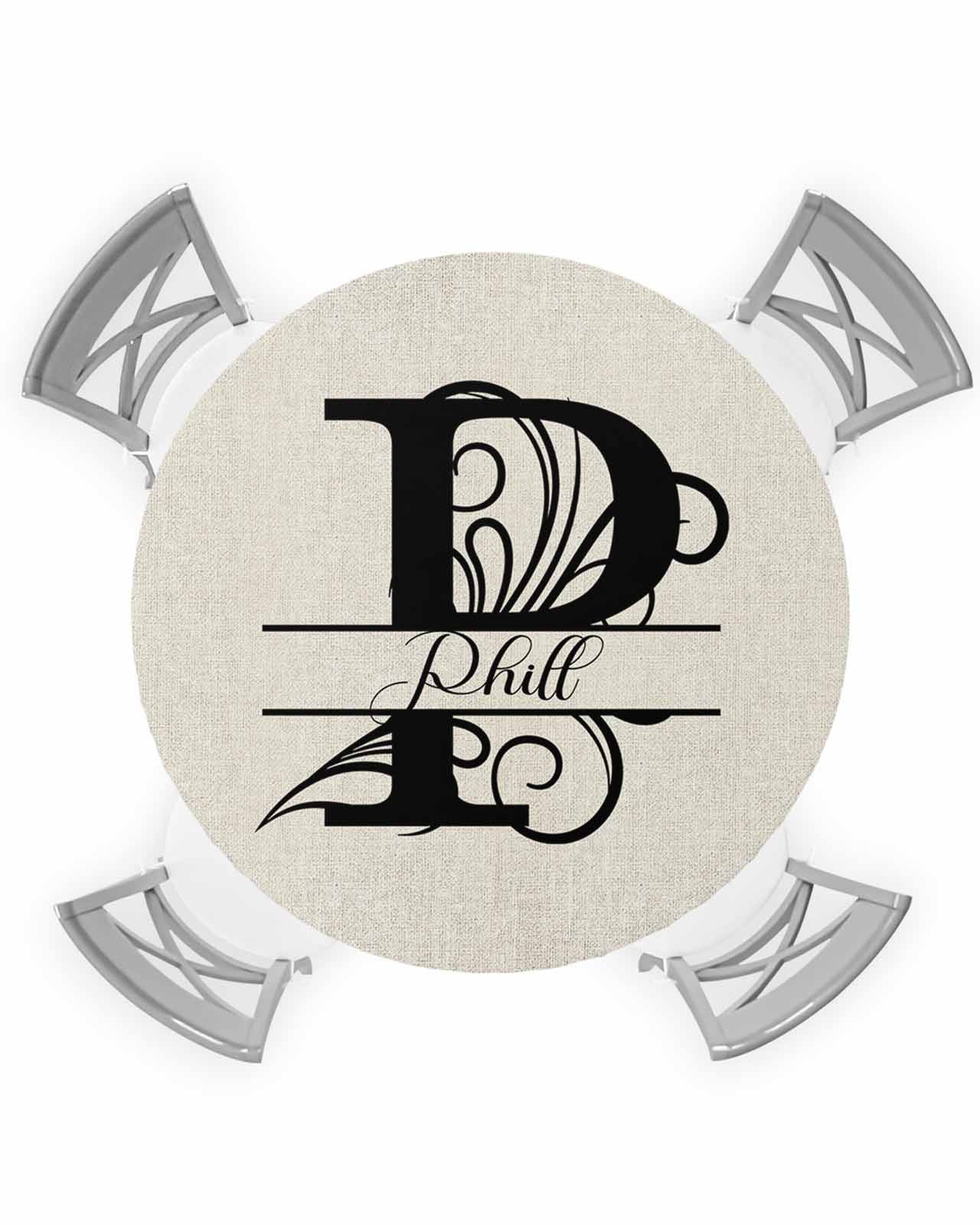 nqOlkjepod Letter P Round Tablecloth, Fitted Table Cover with Elastic ...