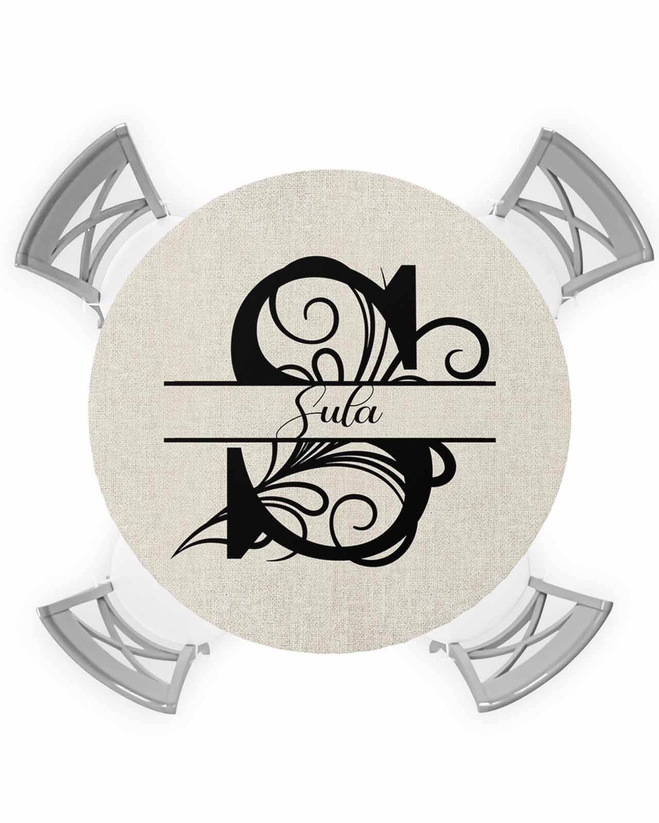 nqOlkjepod Letter S Round Tablecloth, Fitted Table Cover with Elastic ...