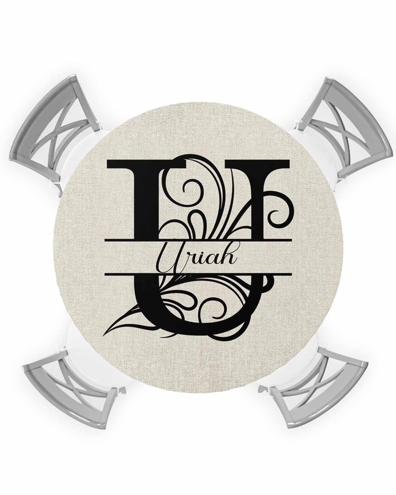 nqOlkjepod Letter U Round Tablecloth, Fitted Table Cover with Elastic ...