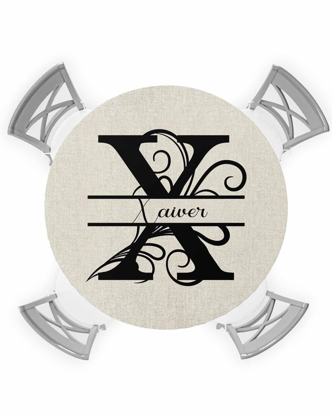 nqOlkjepod Letter X Round Tablecloth, Fitted Table Cover with Elastic ...