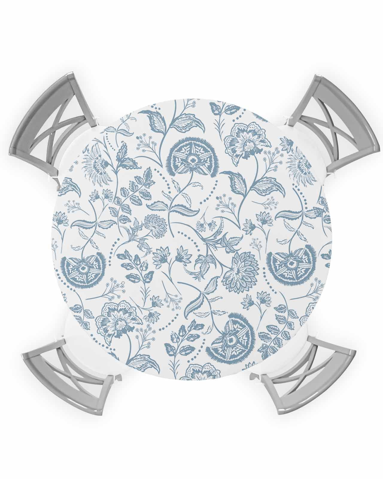 nqOlkjepod Light Blue Farmhouse Round Tablecloth, Fitted Table Cover ...