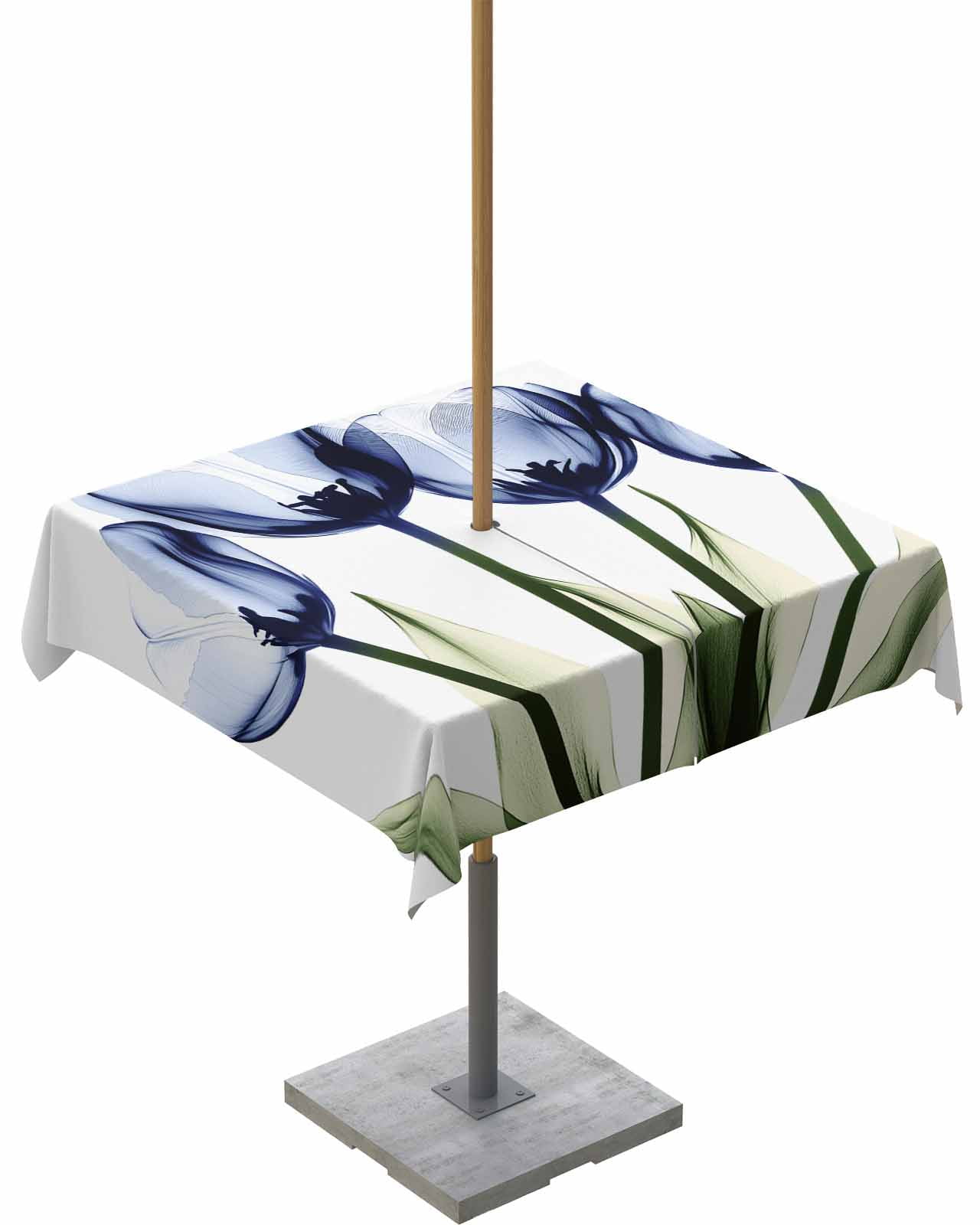 nqOlkjepod Light Blue Tulip Outdoor Tablecloth with Umbrella Hole ...