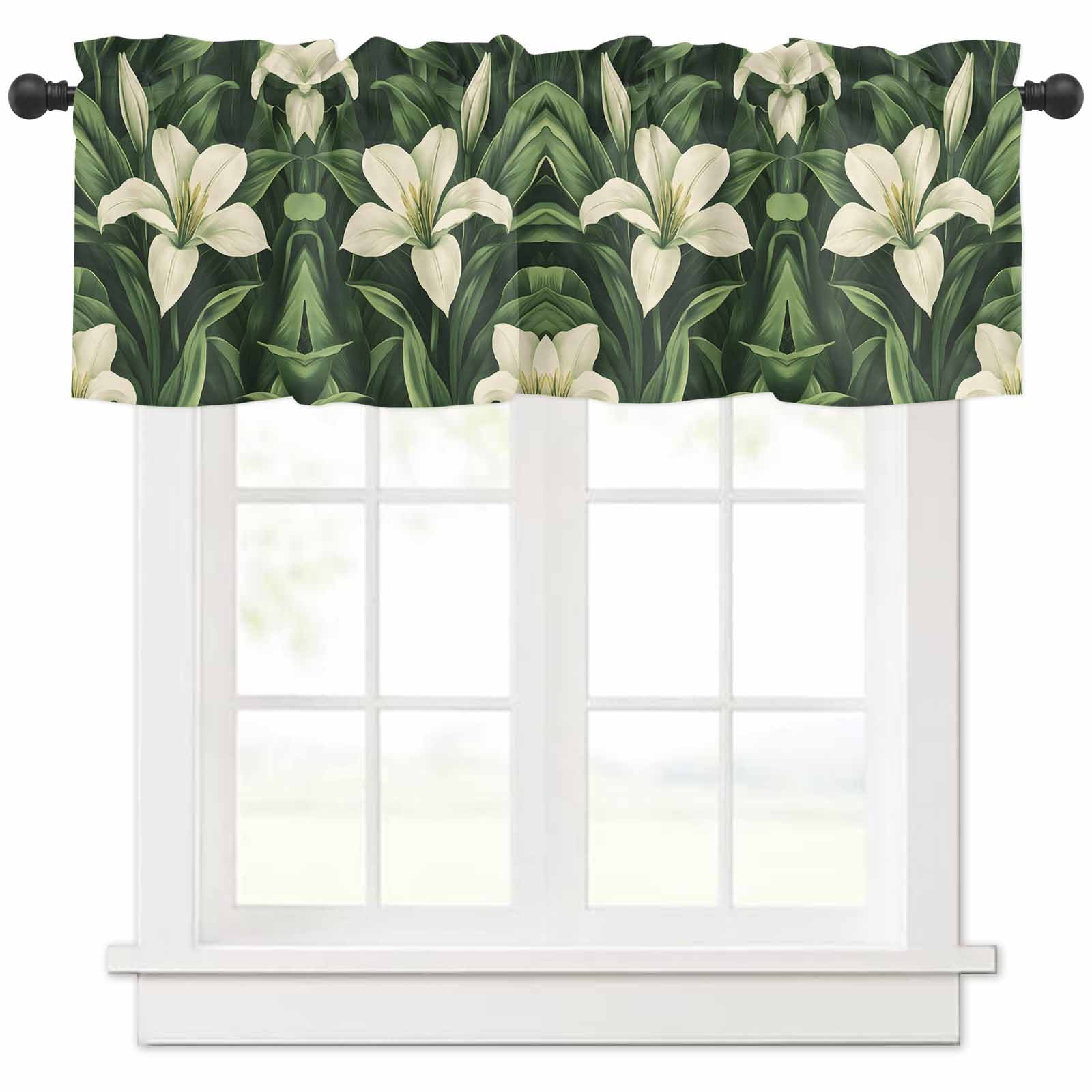 nqOlkjepod Lily Flower Farmhouse Short Window Curtain Valances, Vintage ...