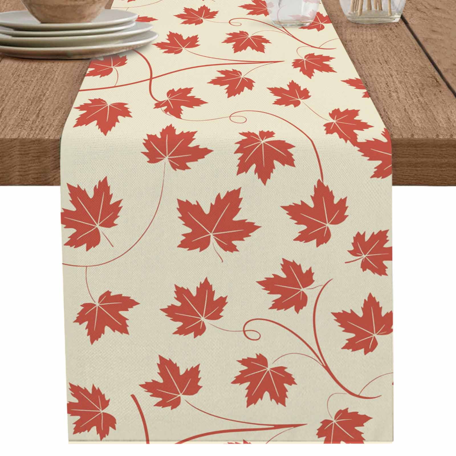 nqOlkjepod Maple Leaf Table Runner 60 Inches Long Farmhouse Dress ...