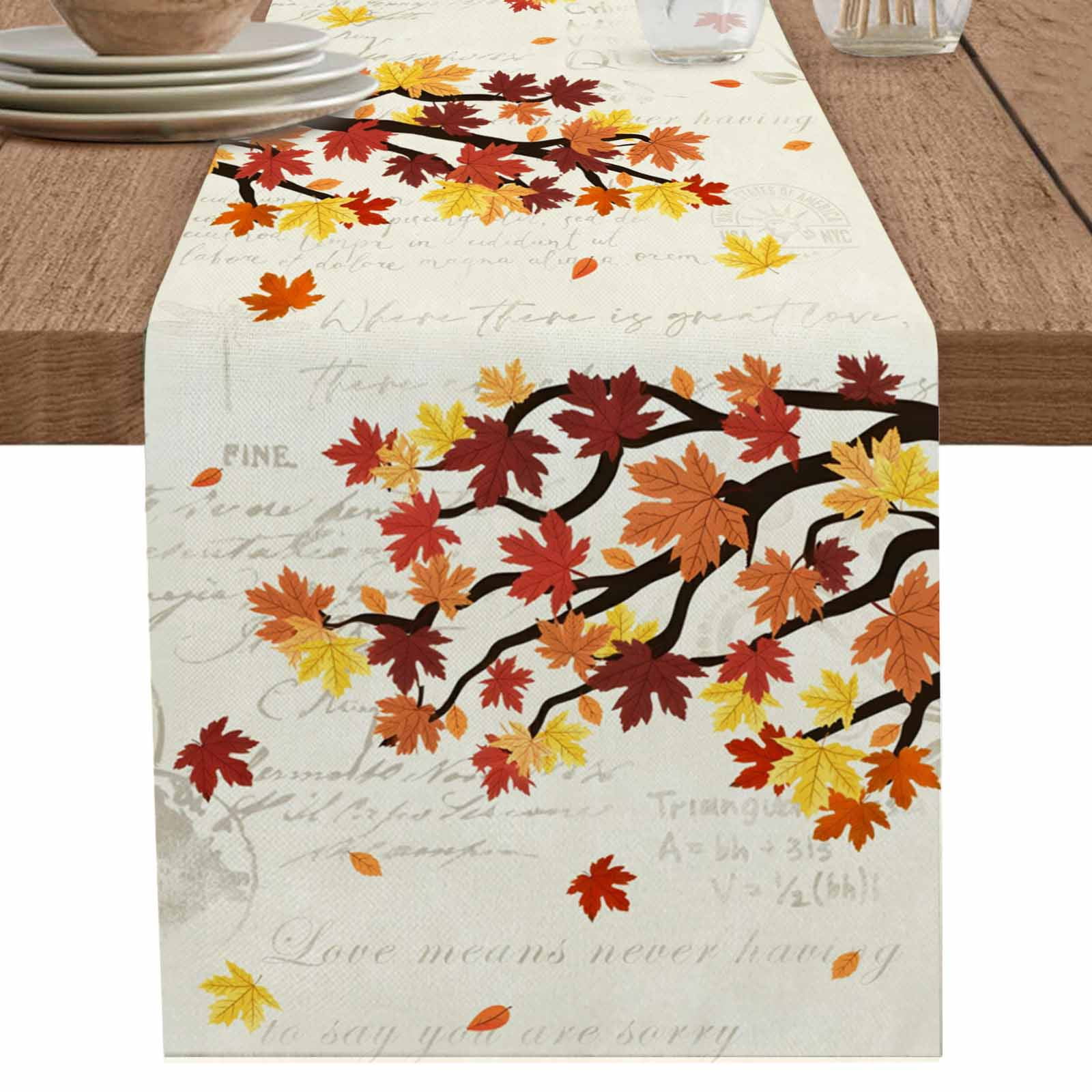 nqOlkjepod Maple Leaves Fall Table Runner 70 Inches Long Farmhouse ...