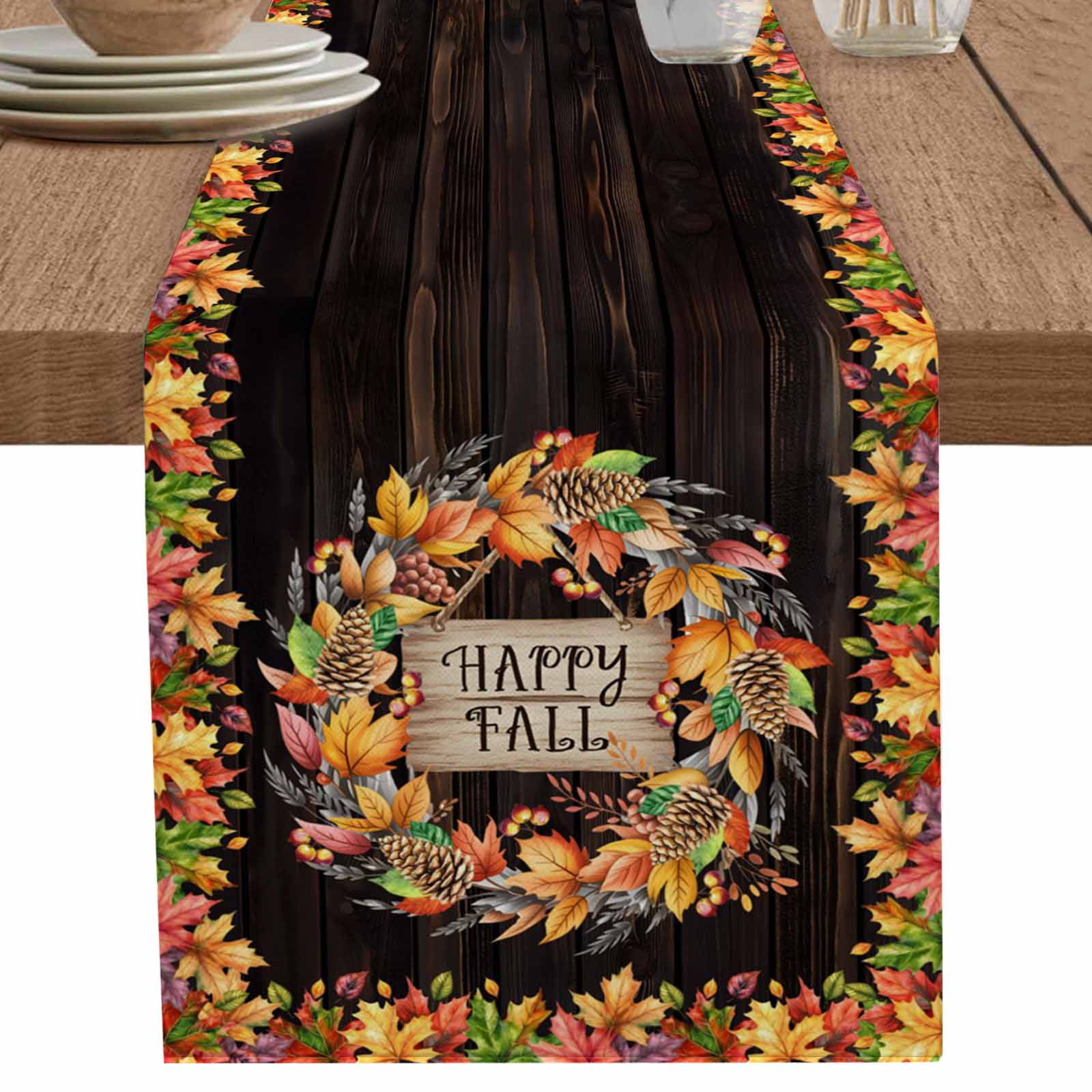 nqOlkjepod Maple Leaves Fall Table Runner 72 Inches Long Farmhouse ...