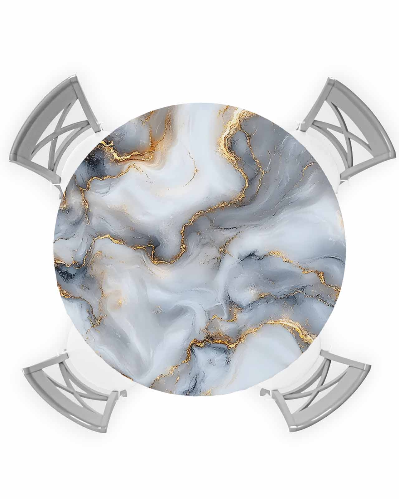 nqOlkjepod Marble Abstract Round Tablecloth, Fitted Table Cover with ...