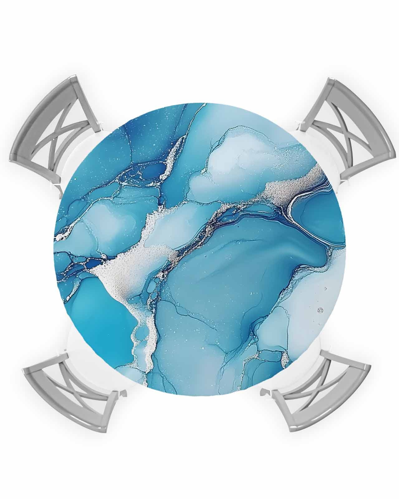 nqOlkjepod Marble Blue Round Tablecloth, Fitted Table Cover with ...